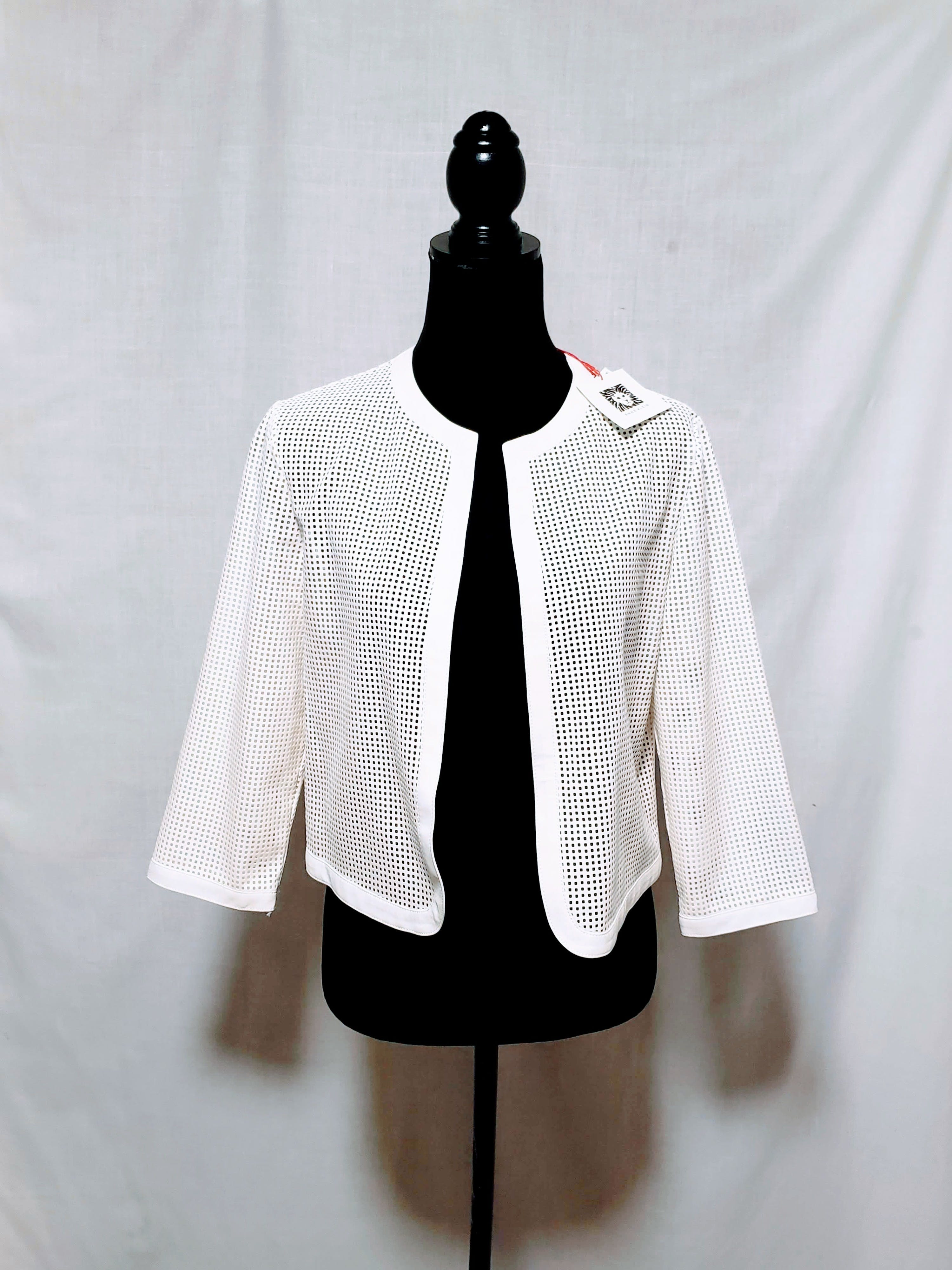 Vintage Cropped Faux Leather Mesh Jacket by Anne Klein | Shop THRILLING