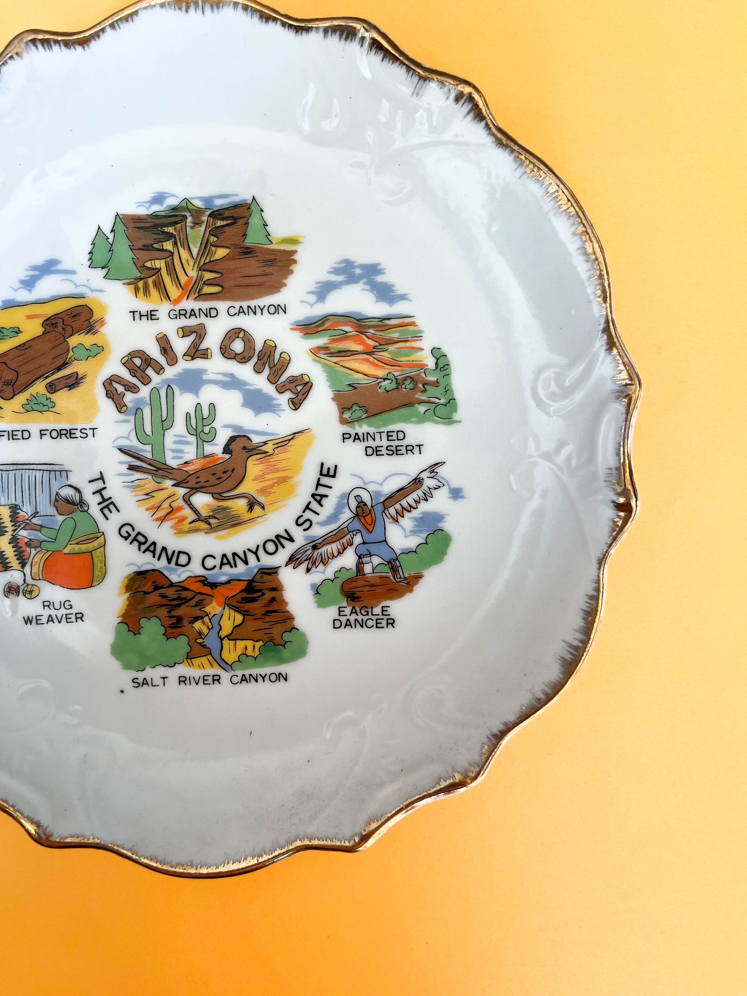 Vintage Arizona The Grand Canyon State 60s Souvenir Plate | Shop THRILLING