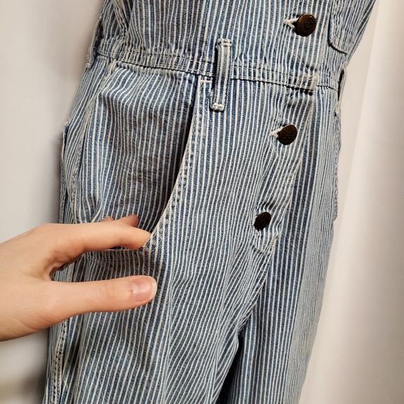 Vintage 80s Retro Lee Blue White Hickory Striped Railroad Button Down ...