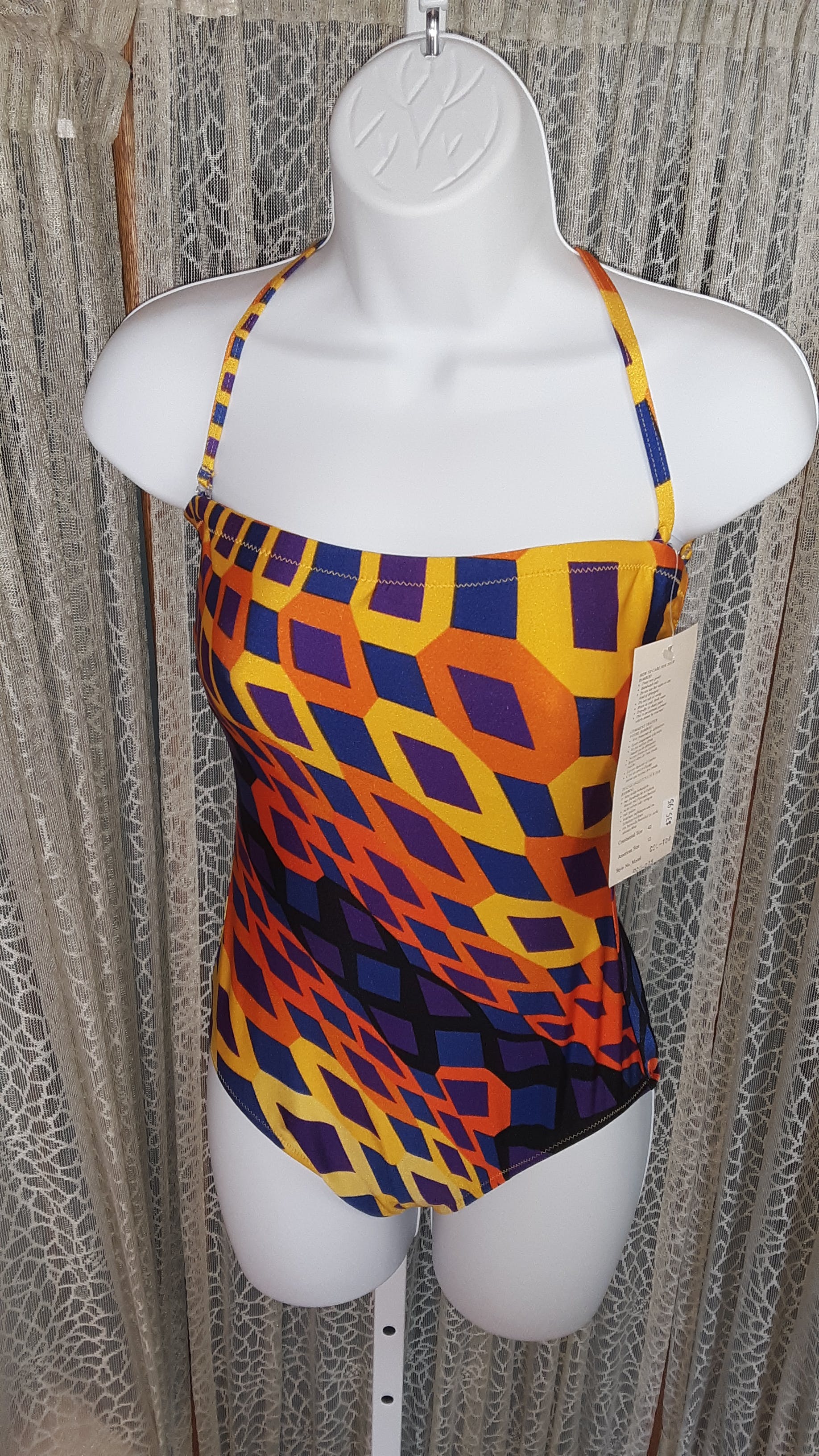 Vintage 80's Deadstock Geometric Print Swimsuit by Bamboo | Shop THRILLING