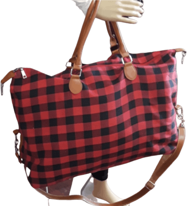 Vintage Buffalo Plaid Weekender Traveling Bag by Barbados Leather ...