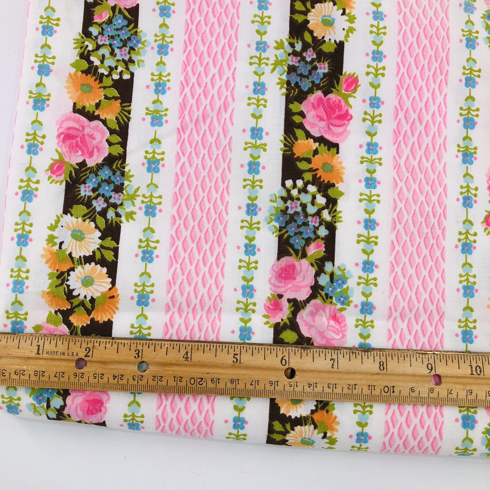 Vintage Mills Sheet Fabric Pink Blue Floral Percale by Cannon | Shop ...