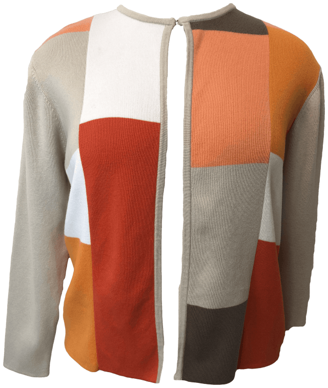 Vintage Beige and Orange Colorblock Cardigan by United States Sweaters ...