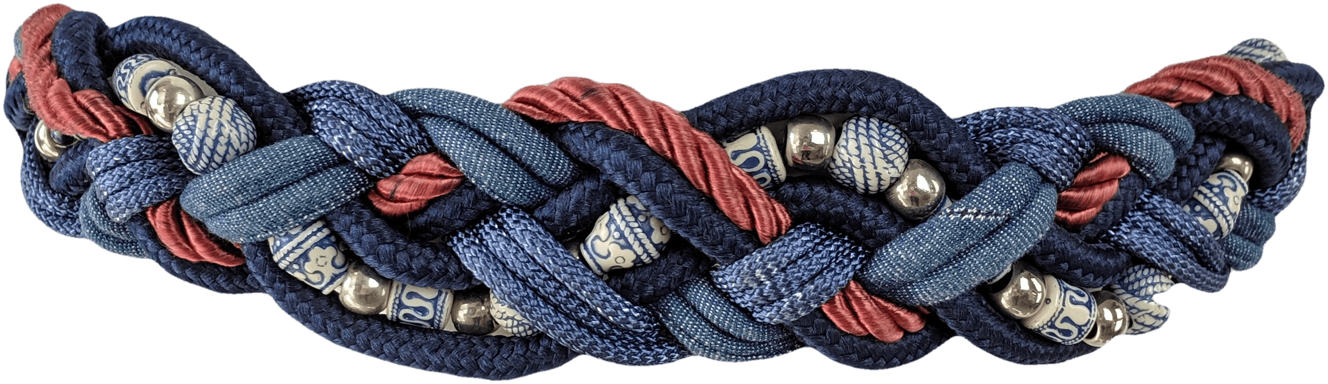 Vintage 80s Rope Belt - Blue and Red Beaded Hook Closure | Shop THRILLING