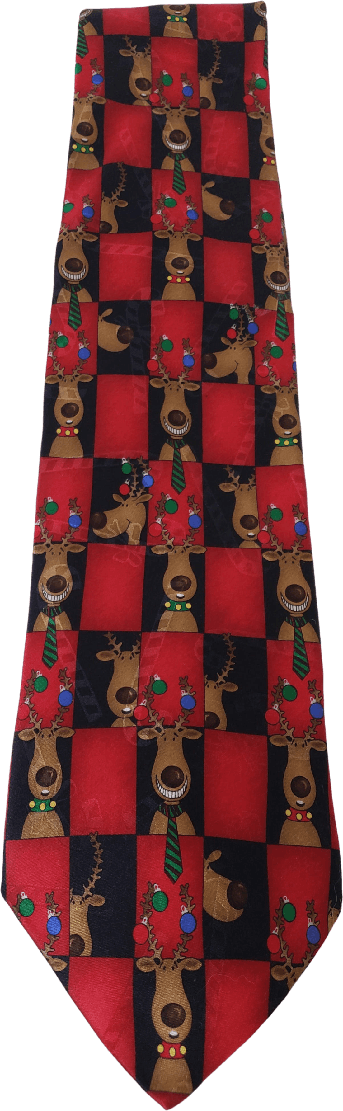 Vintage Black and Red Checkered Tie with Reindeers by Yule Tie ...