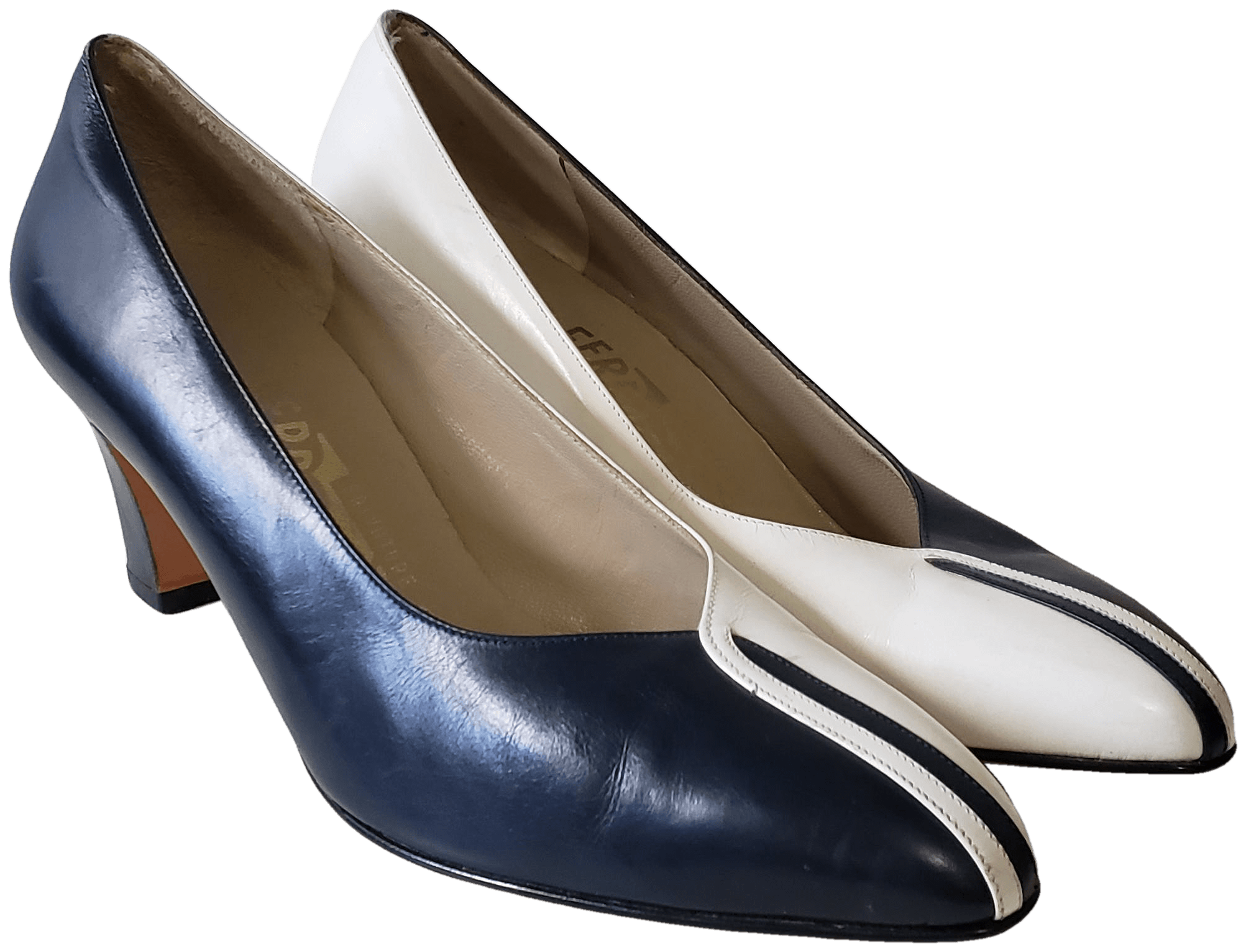 Vintage Black and White Split Heel by Salvatore Ferragamo | Shop THRILLING