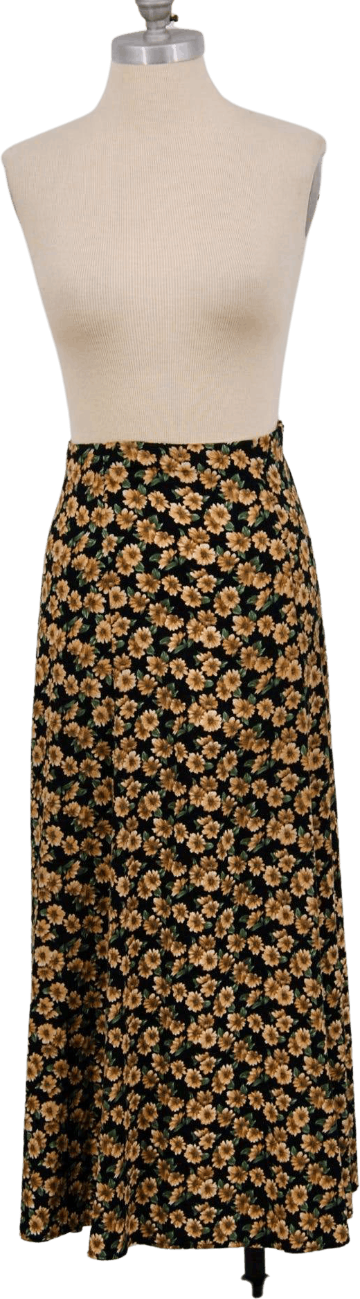 Vintage Black Rayon Floral Print Maxi Skirt by Via Max | Shop THRILLING