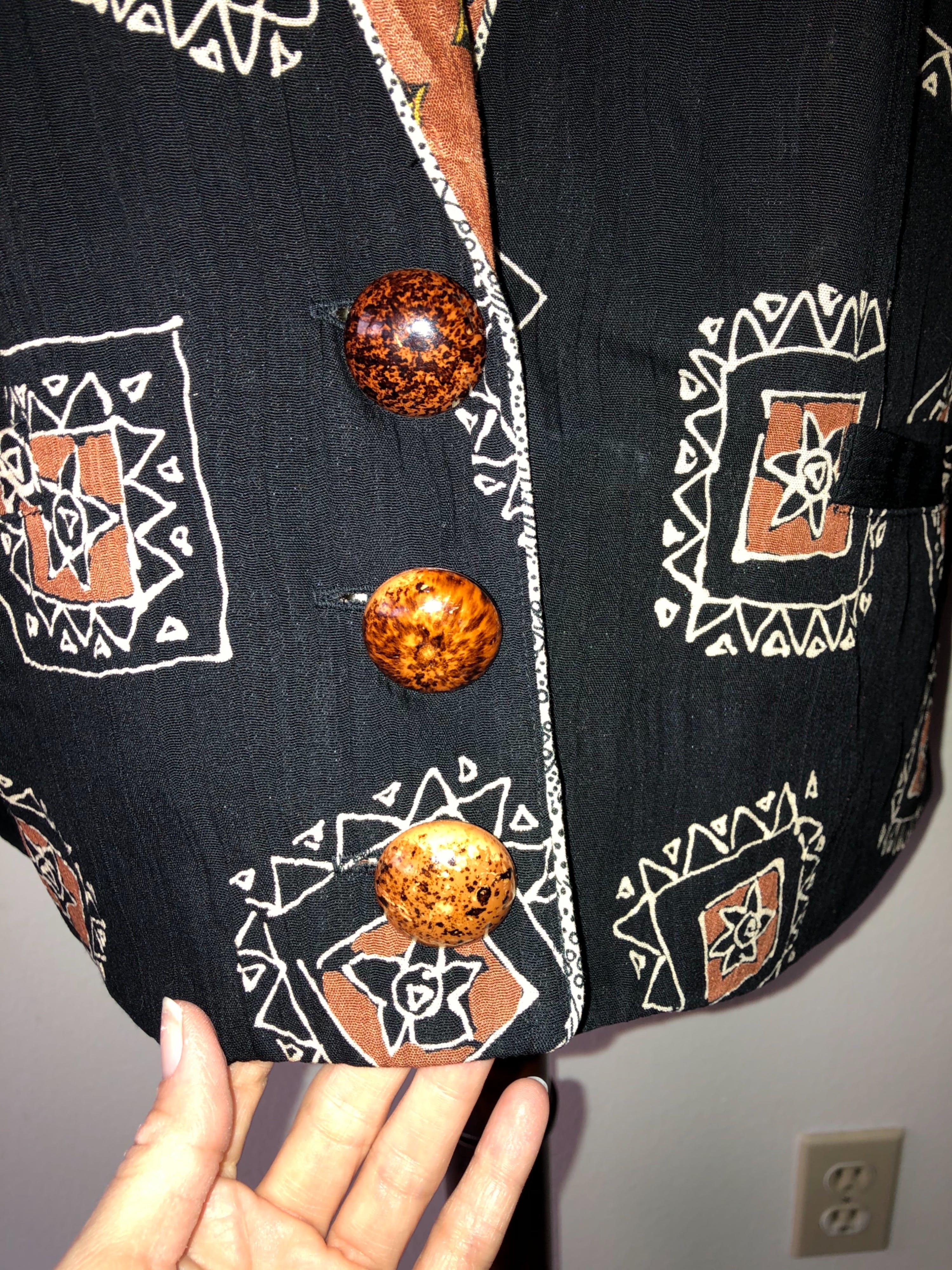 Vintage 80's Oversized Cropped Safari Giraffe Print Blazer/Jacket by ...