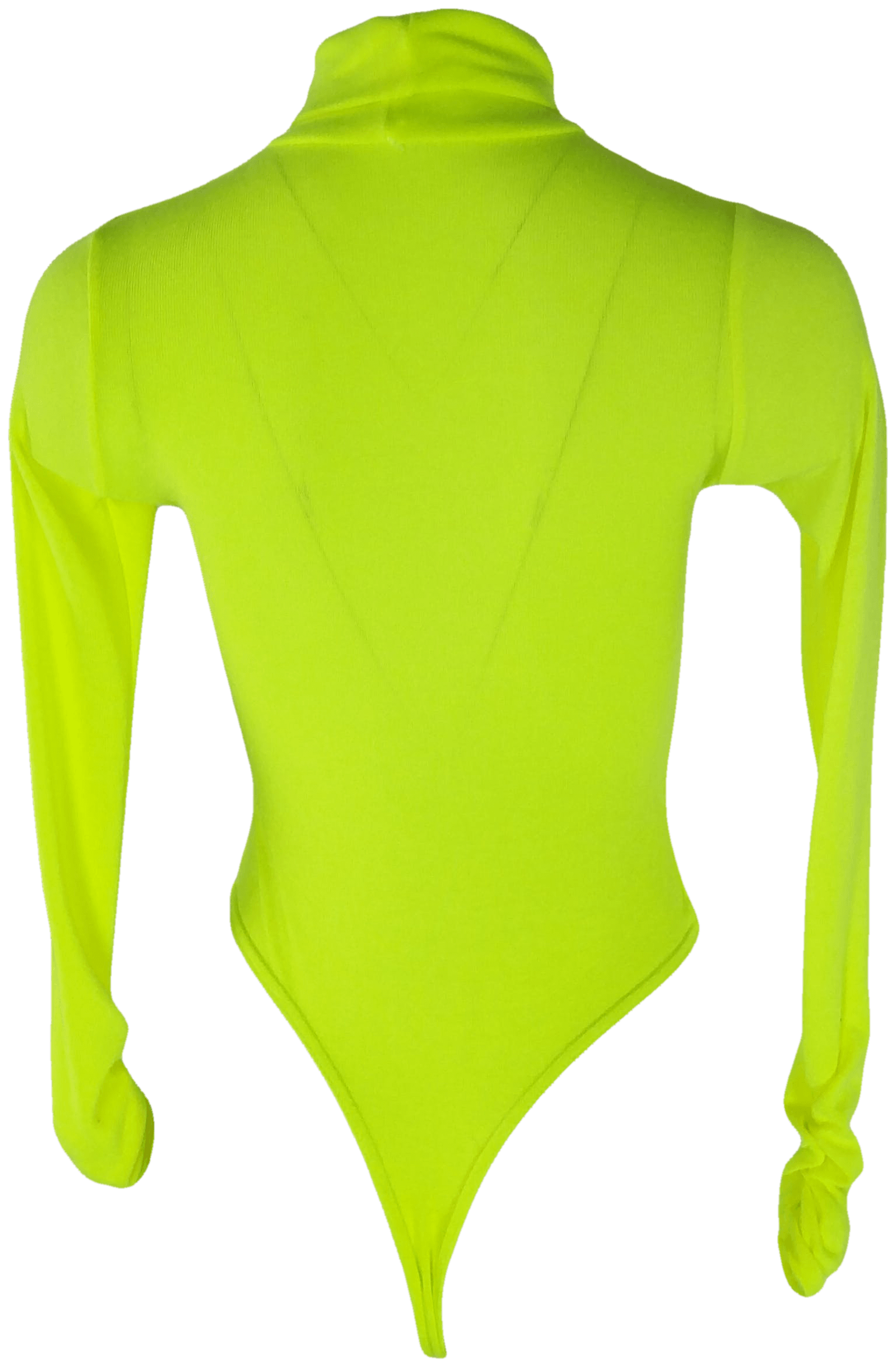 Vintage Neon Yellow Turtleneck Bodysuit with Long Sleeves and Bunching ...