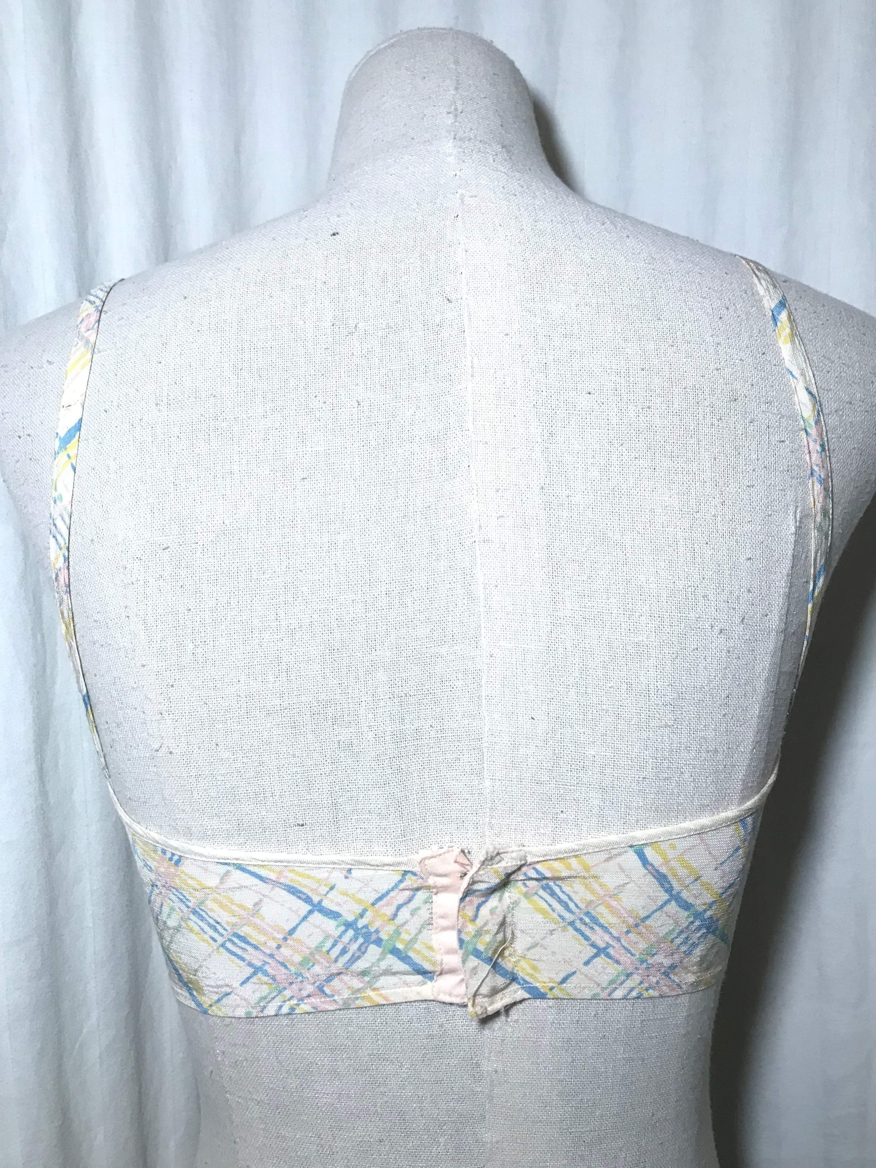 Vintage 40s Multicolor Graphic Plaid Striped Bralette Bra | Shop THRILLING