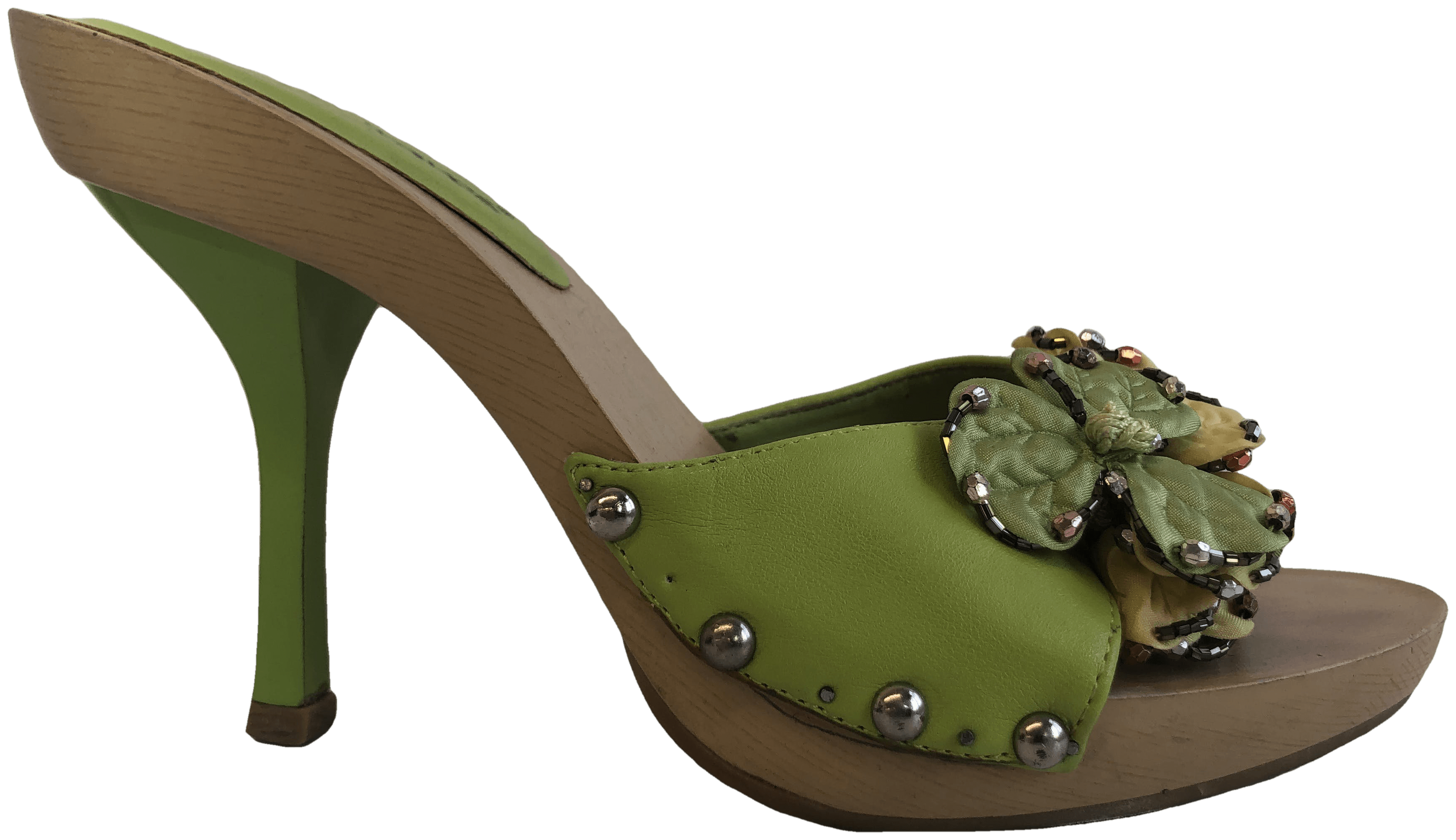 Vintage Bright Green Wooden Platform Sandals by Cool Waves | Shop THRILLING