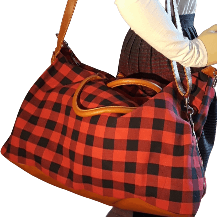 Vintage Buffalo Plaid Weekender Traveling Bag by Barbados Leather ...