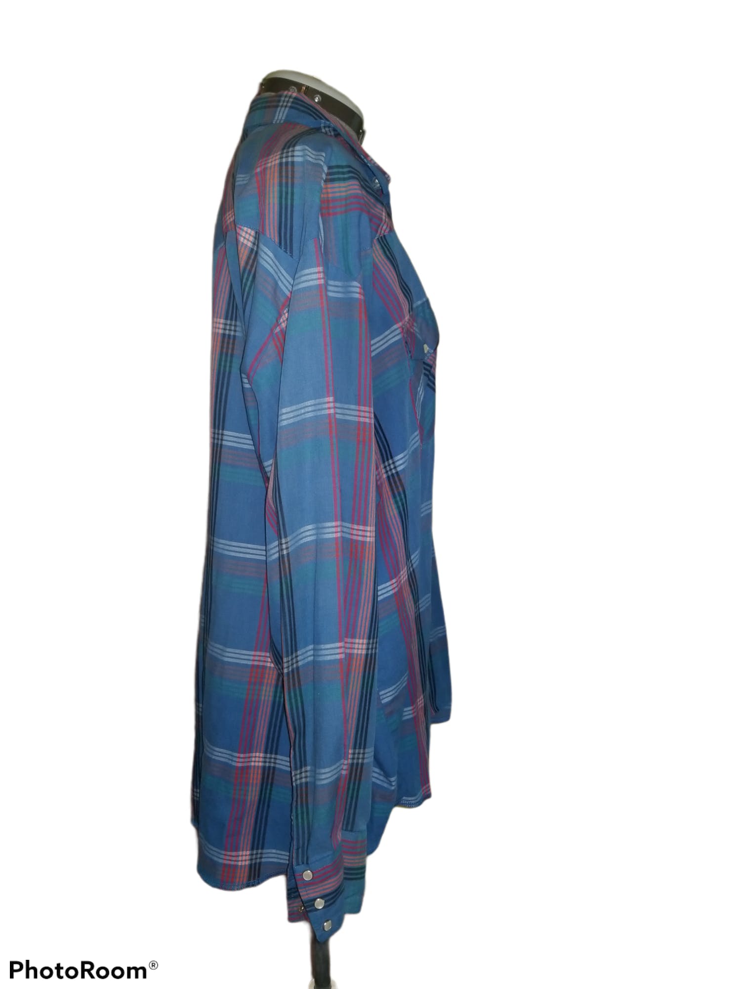 Vintage Blue and Multicolor Plaid Button Up Western Shirt by Wrangler ...