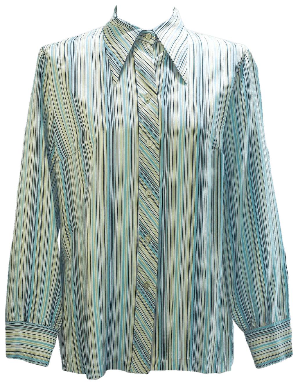 Vintage 70's Striped BLue and Green Long Sleeve Button Up by Berdorf ...