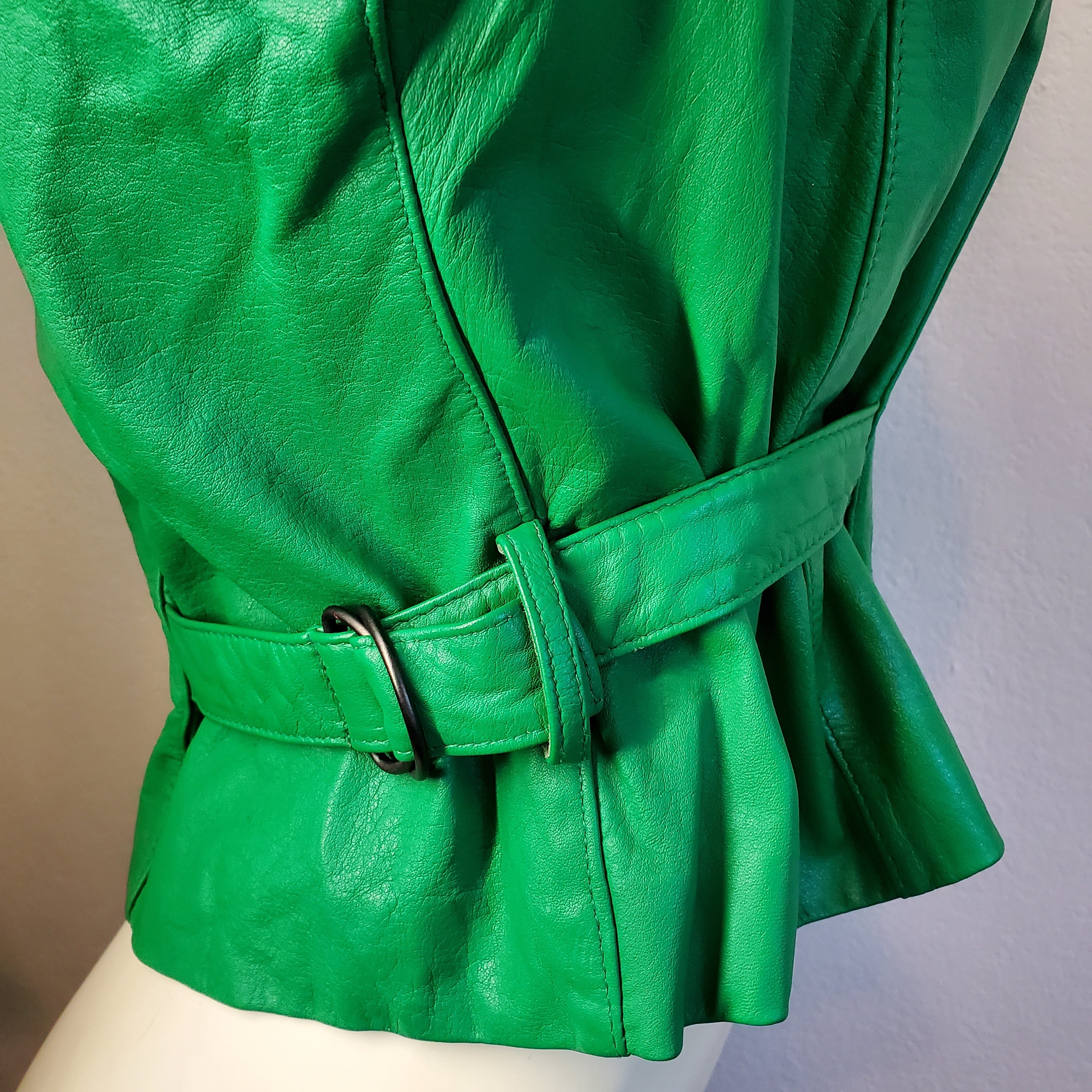 Vintage 80s Green Leather Cropped Jacket by Wilsons | Shop THRILLING
