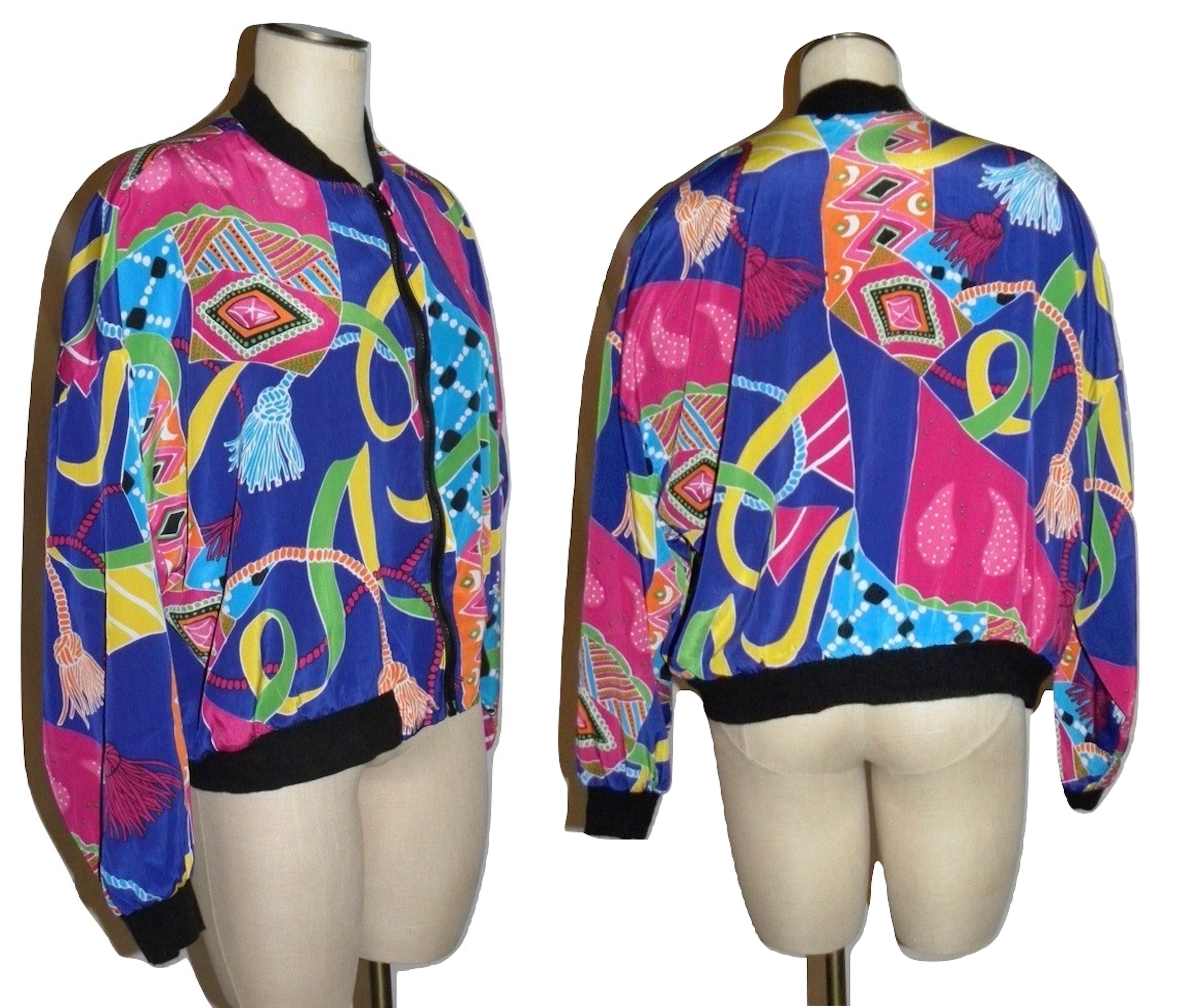 Vintage 80's/90's Colorful Scarf Print Bomber Jacket | Shop THRILLING