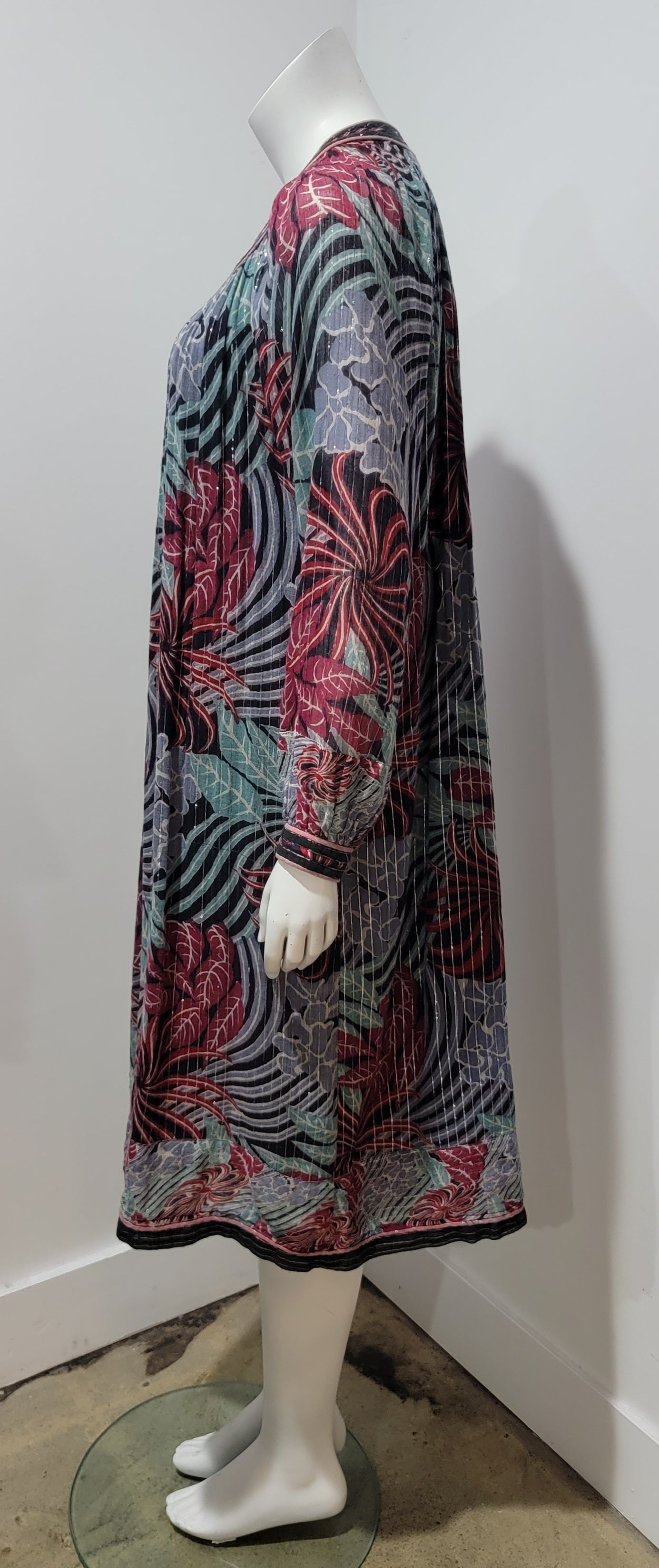 Vintage 70s India Ethnic Floral Metallic Border Tent Dress By Mayur ...