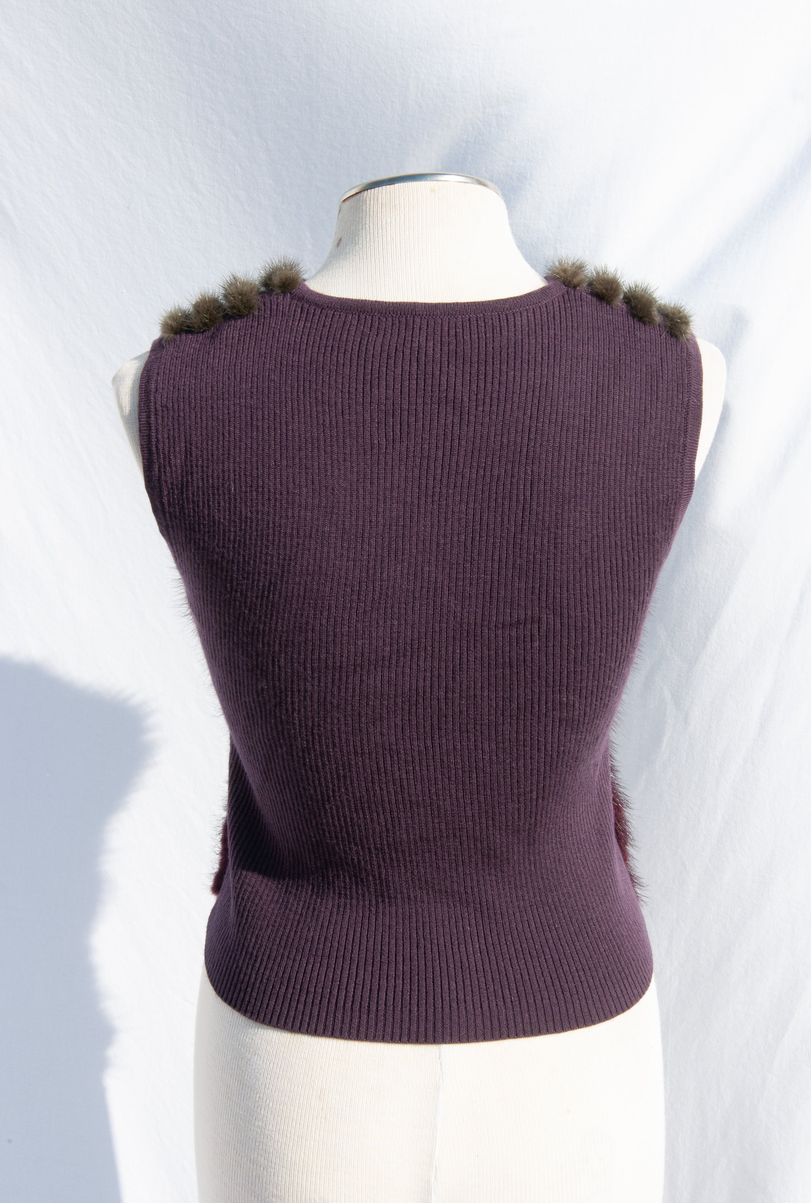Vintage Purple and Green Mink Fur and Knit Sleeveless Top | Shop THRILLING