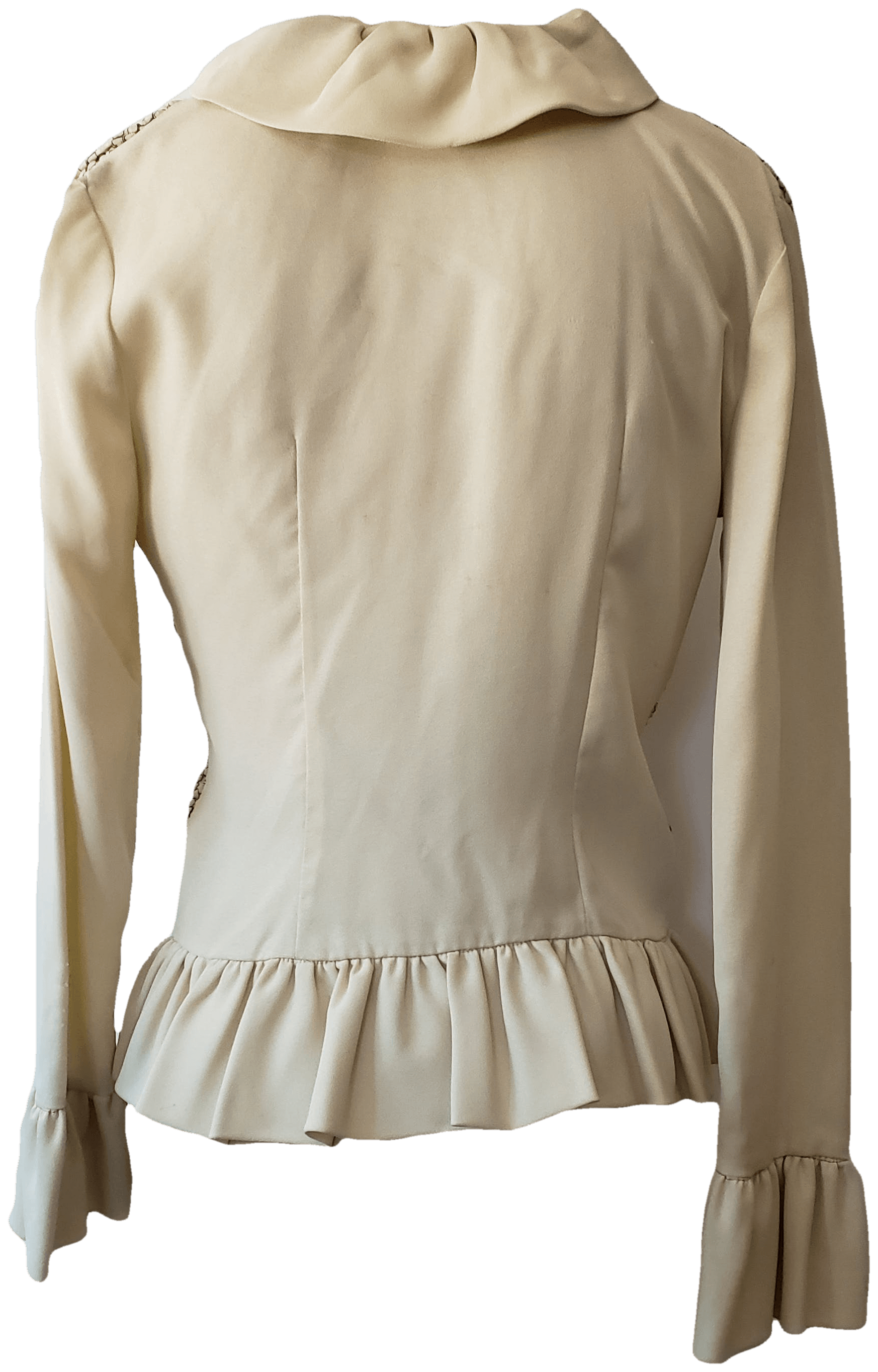 Vintage Cream Textured Button Up with Ruffle Trim | Shop THRILLING