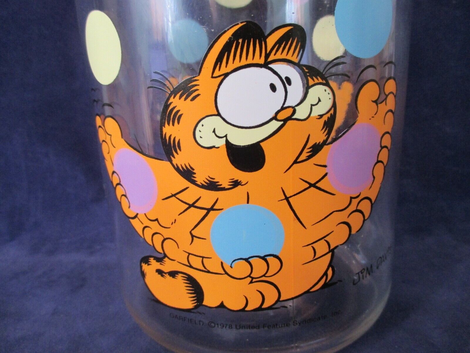 Vintage Juggling Garfield Anchor Hocking Glass Treat Cookie Jar Wood ...