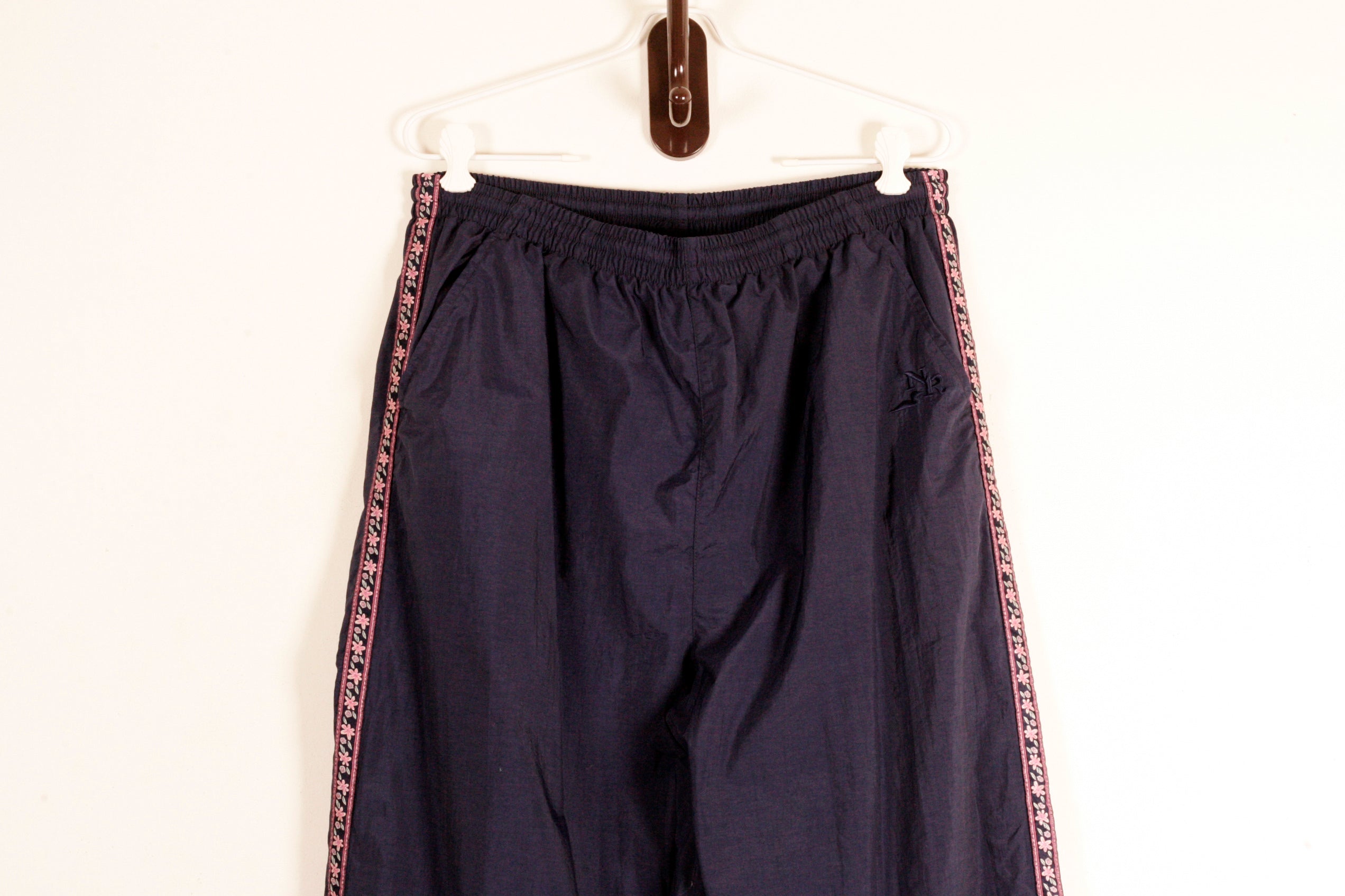 90s Vintage Nylon Lined Wind Pants Floral Striped Zip By Northern Refl ...