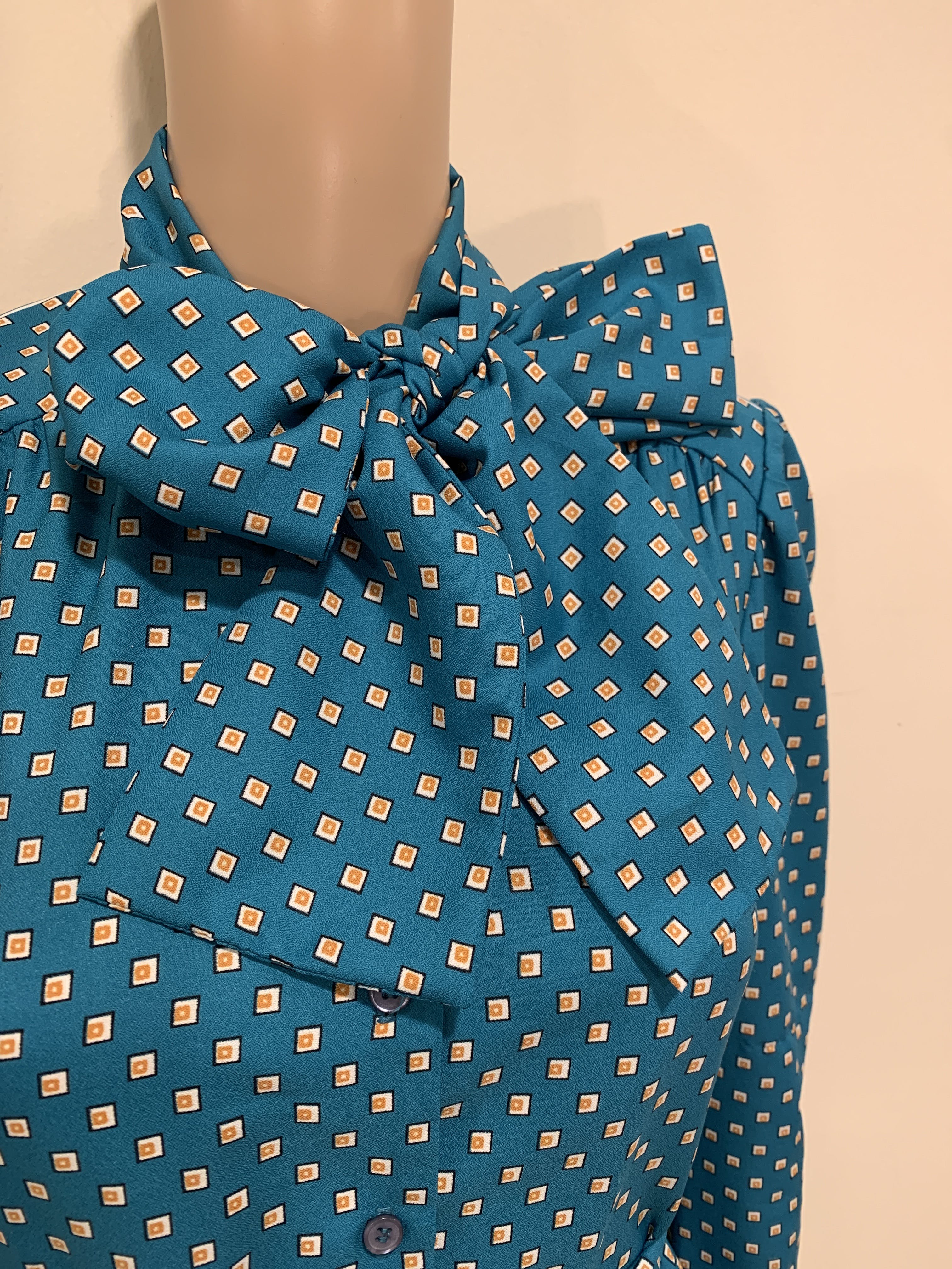 Vintage 70’s Teal Secretary Bow Dress by Kay Windsor | Shop THRILLING