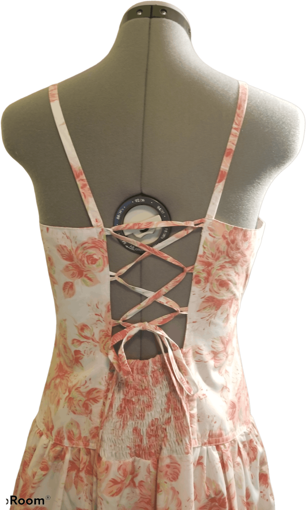 Vintage Pink and White Rose Print Lace Up Back A-Line Sundress | Shop ...