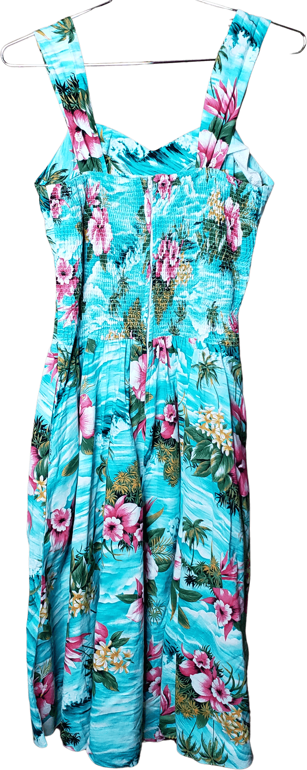 Vintage Blue Tropical Ocean Floral Print Sundress by Shannon Marie ...