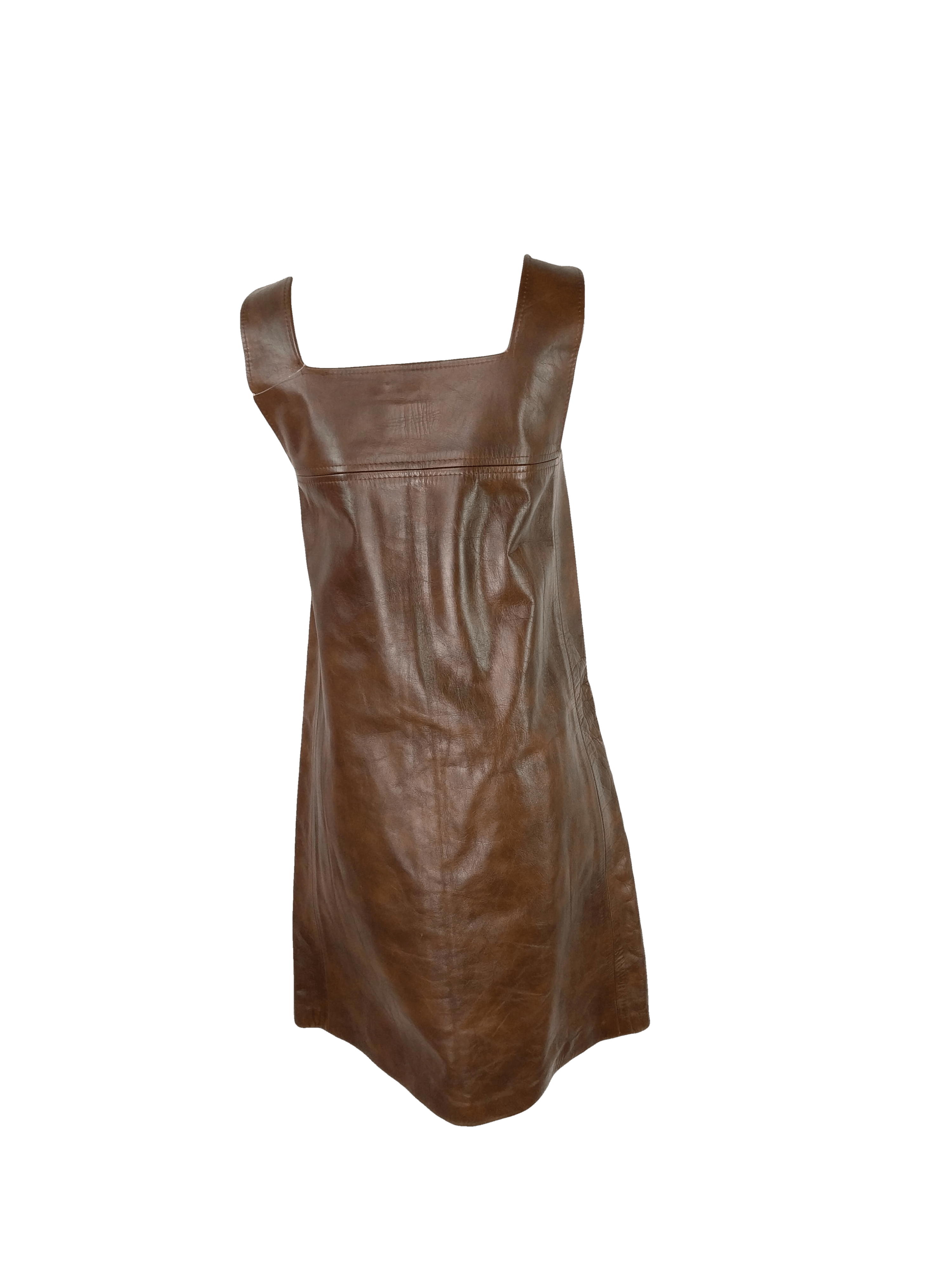 Vintage 90's Brown Leather Dress with Zipper Up The Front by El Greco ...