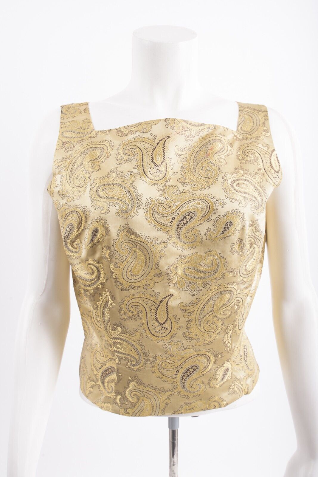 Vintage 60s Womens Jacket Blazer and Shell Top Gold Paisley Yellow M ...