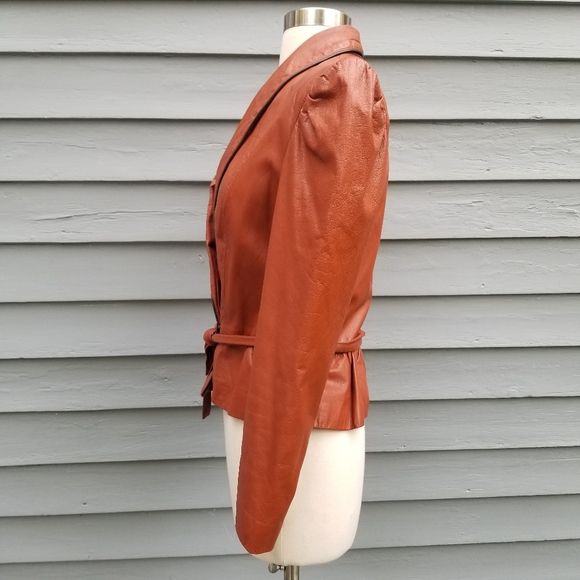 Vintage 70s Winlit Whiskey Brown Leather Belted Bolero Cropped Jacket ...