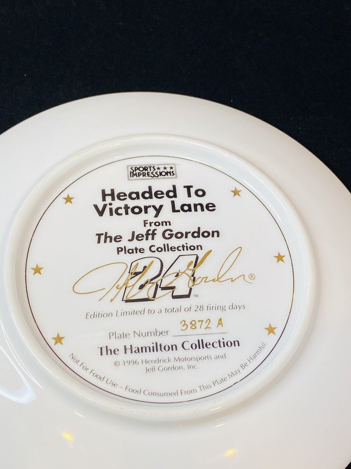 Vintage The Hamilton Collection Plate ~ Jeff Gordon ~ Headed To Victory ...