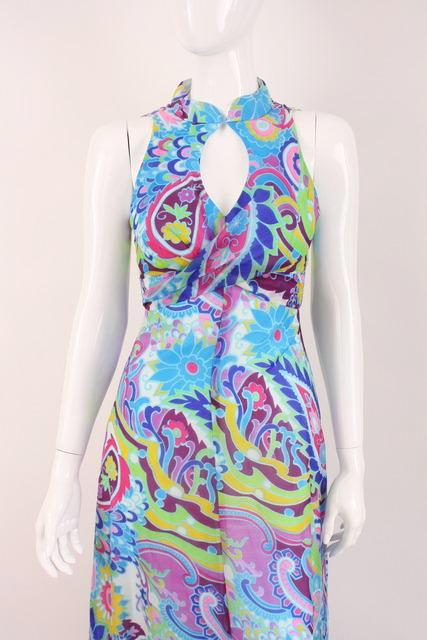 Vintage 70s Keyhole Cutout Age Of Aquarius Maxi Sundress | Shop THRILLING