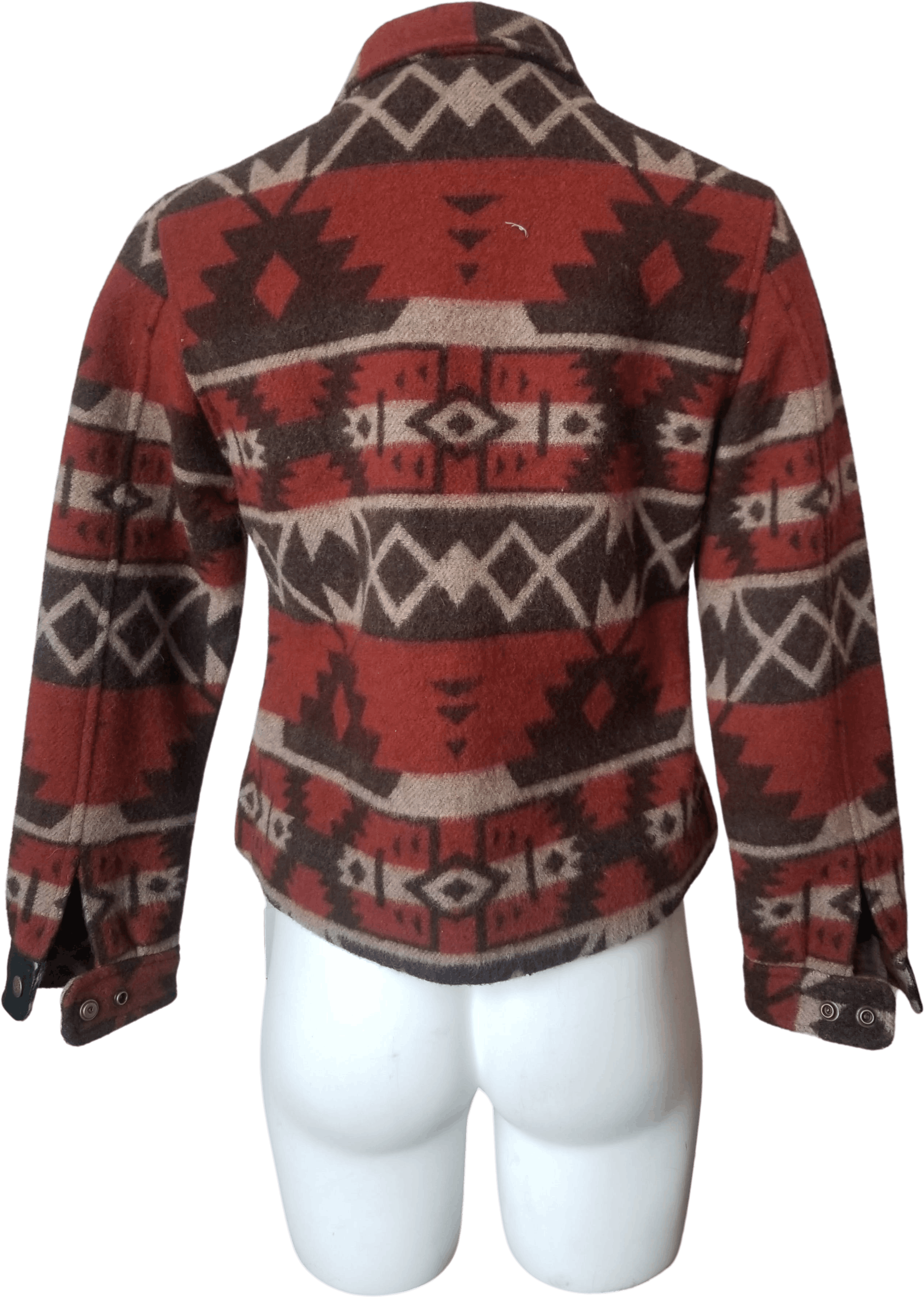 Vintage Geometric Earth Tones Zip Jacket with Leather Accents by Easy ...