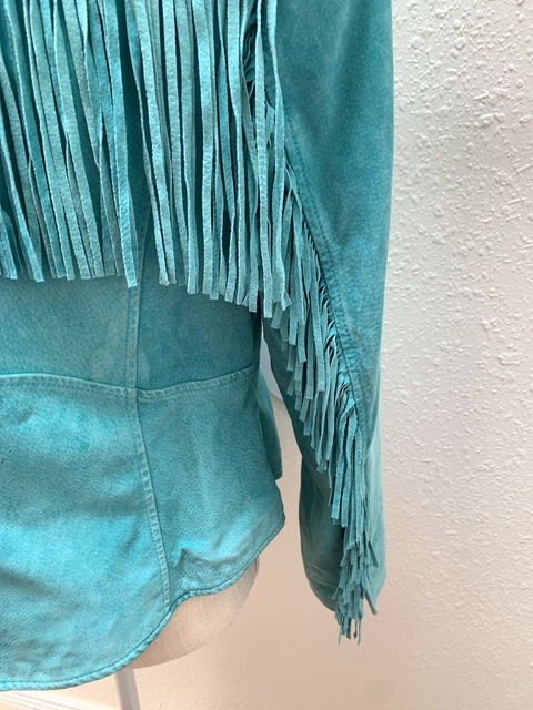 Vintage 90s/00s Suede Jacket With Fringe - Turquoise - As Is By ...