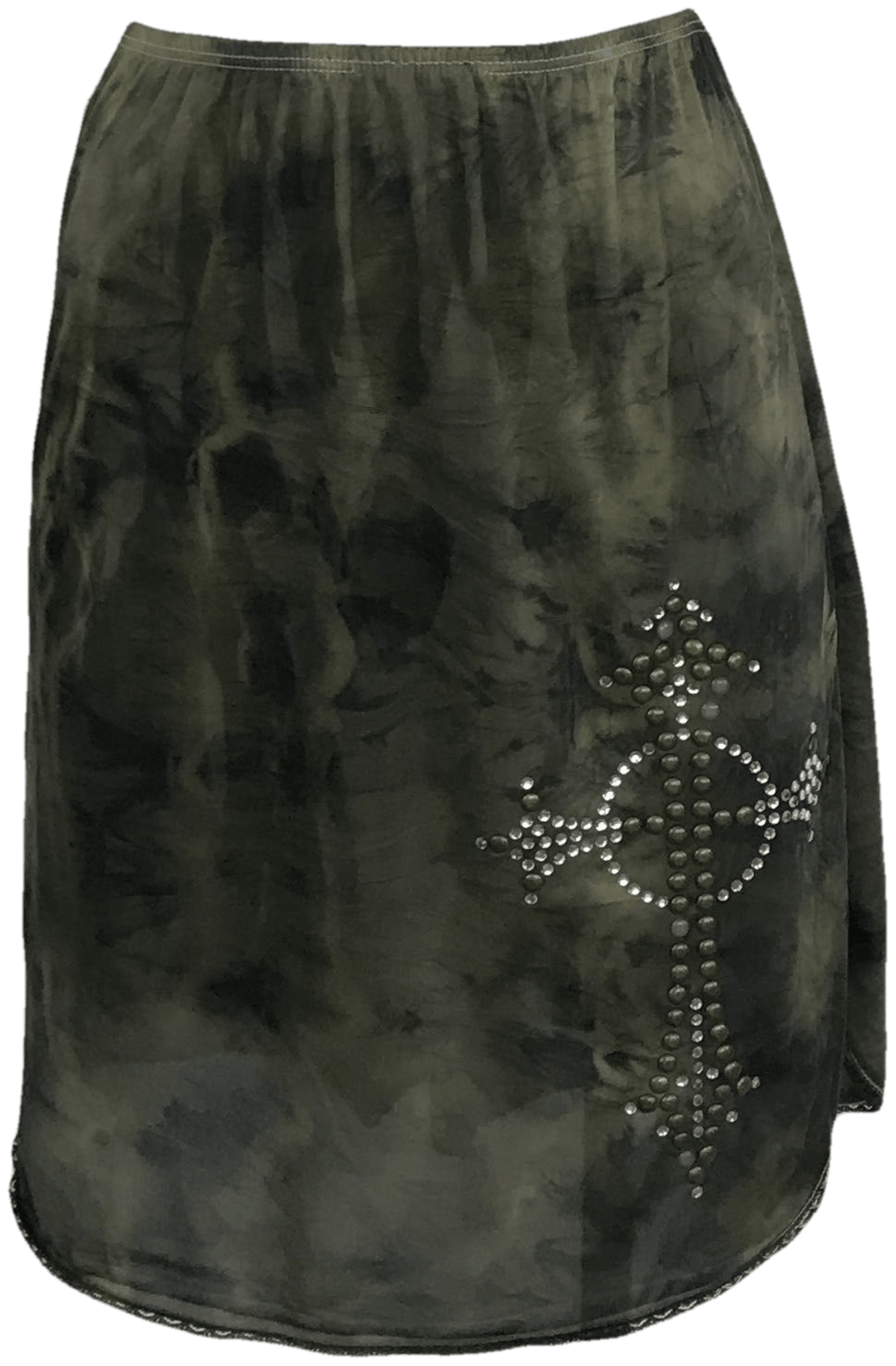 Vintage Green Tie Dye Half Slip with Cross Embellishment | Shop THRILLING