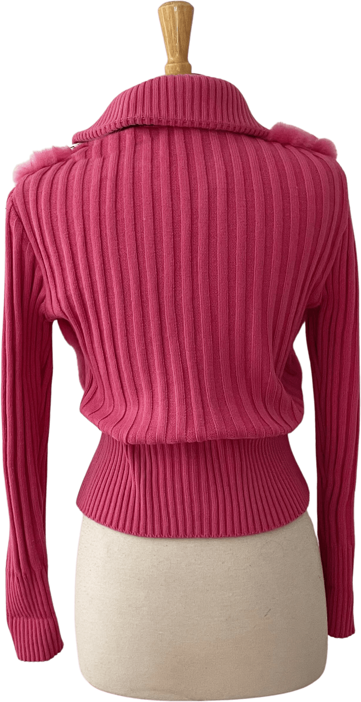 Vintage Hot Pink Rabbit Fur Ribbed Knit Jacket by Taxi | Shop THRILLING