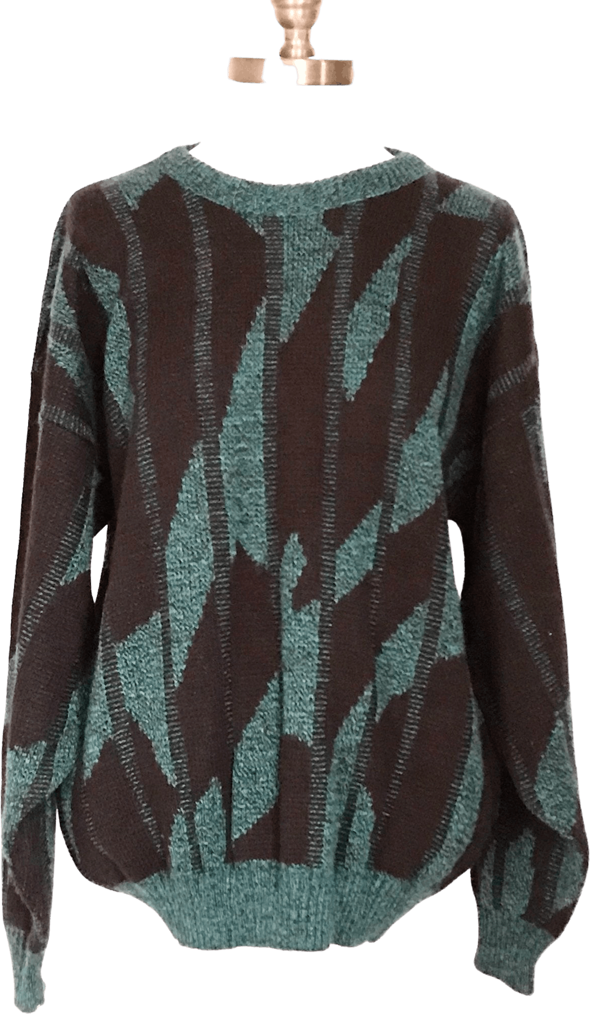 Vintage 80's/90's Black and Green Abstract Geometric Print Sweater by ...