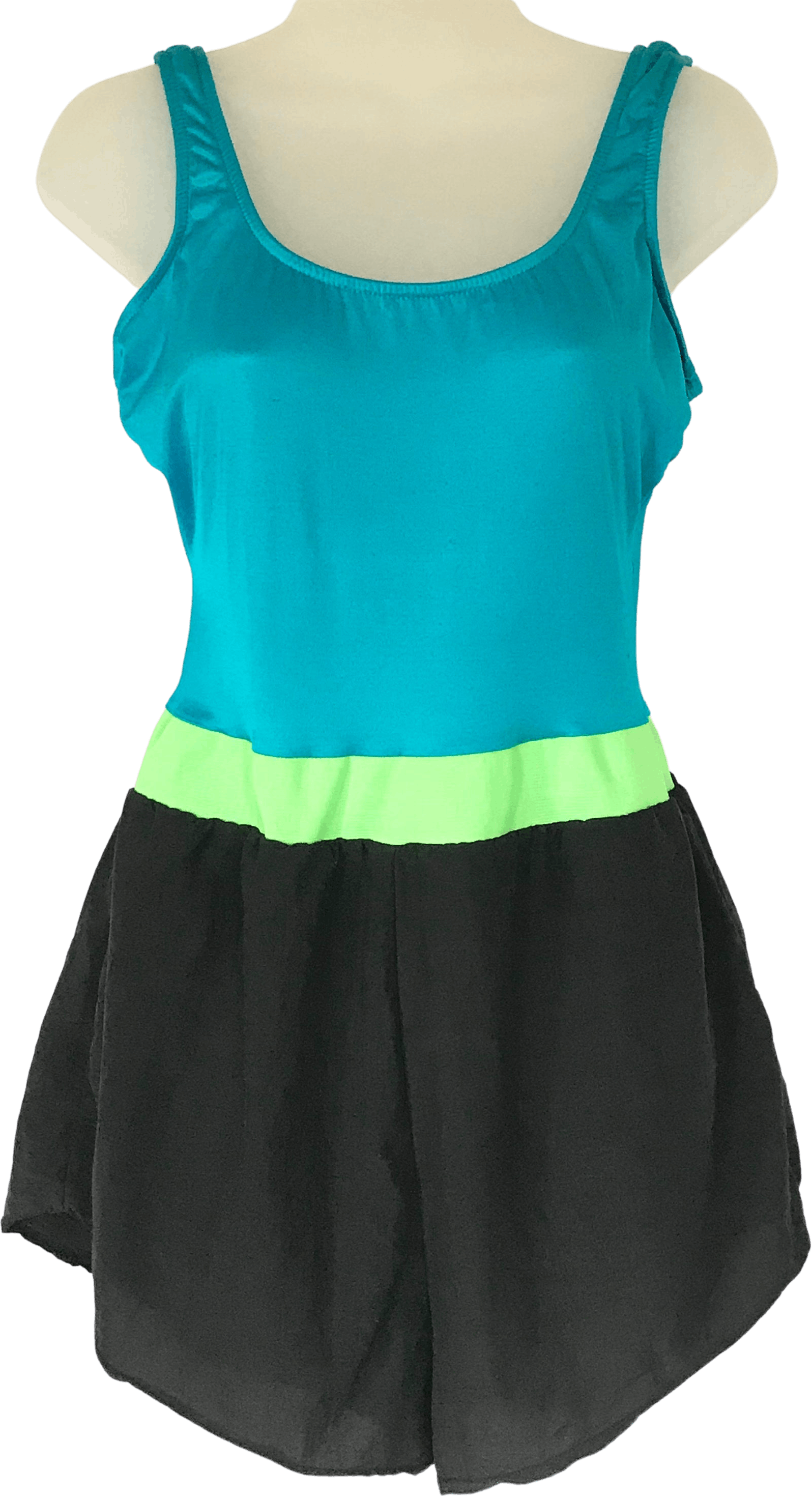 Vintage 80's/90's Black and Blue Colorblock Swimsuit with Green ...