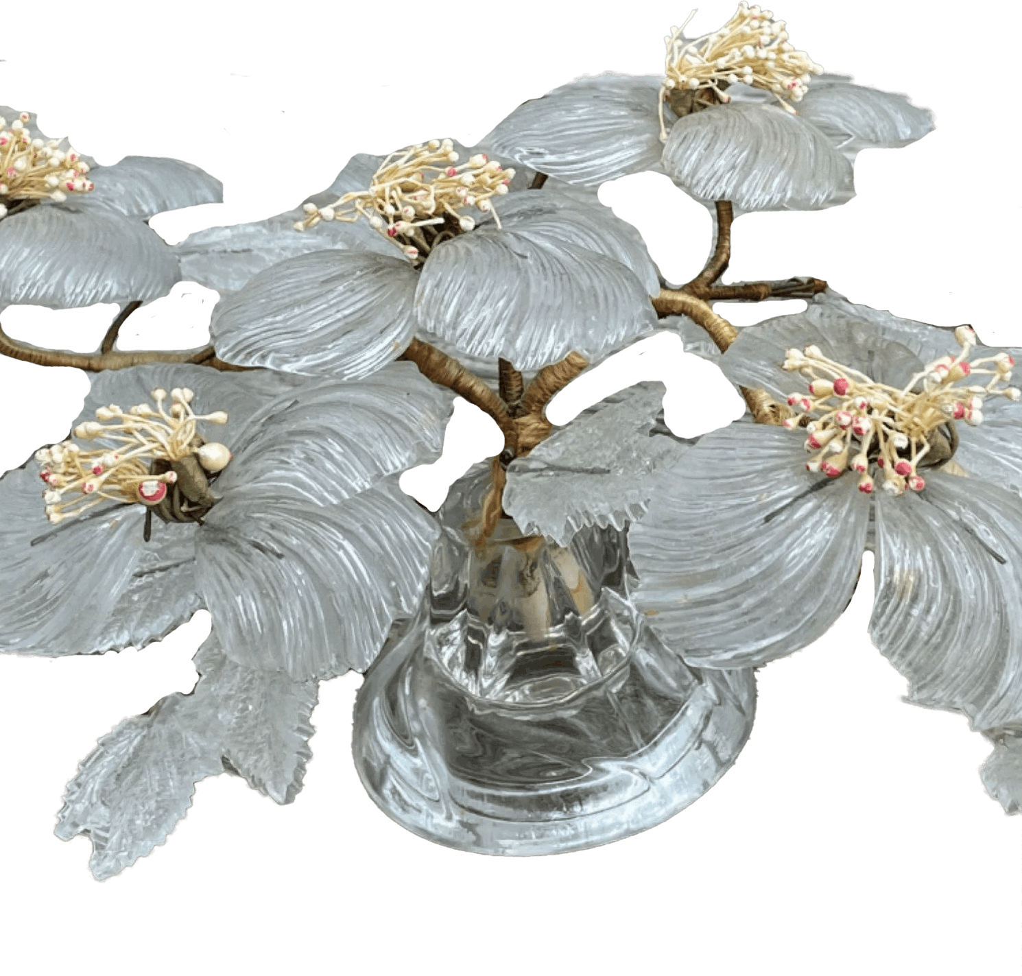 Vintage Venetian Italian Clear Glass Flower Arrangement On Stand | Shop ...