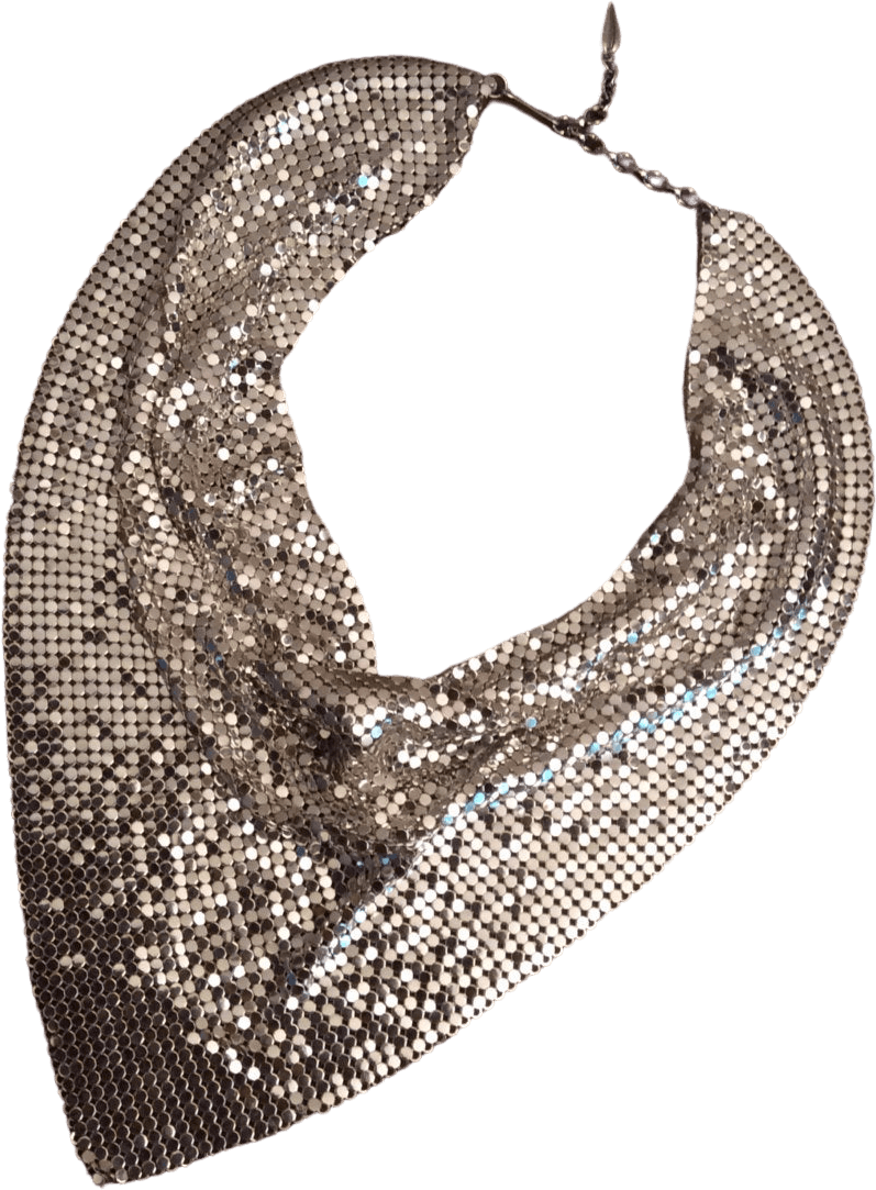Vintage 70's Silver Mesh Bib Necklace by Whiting and Davis | Shop THRILLING