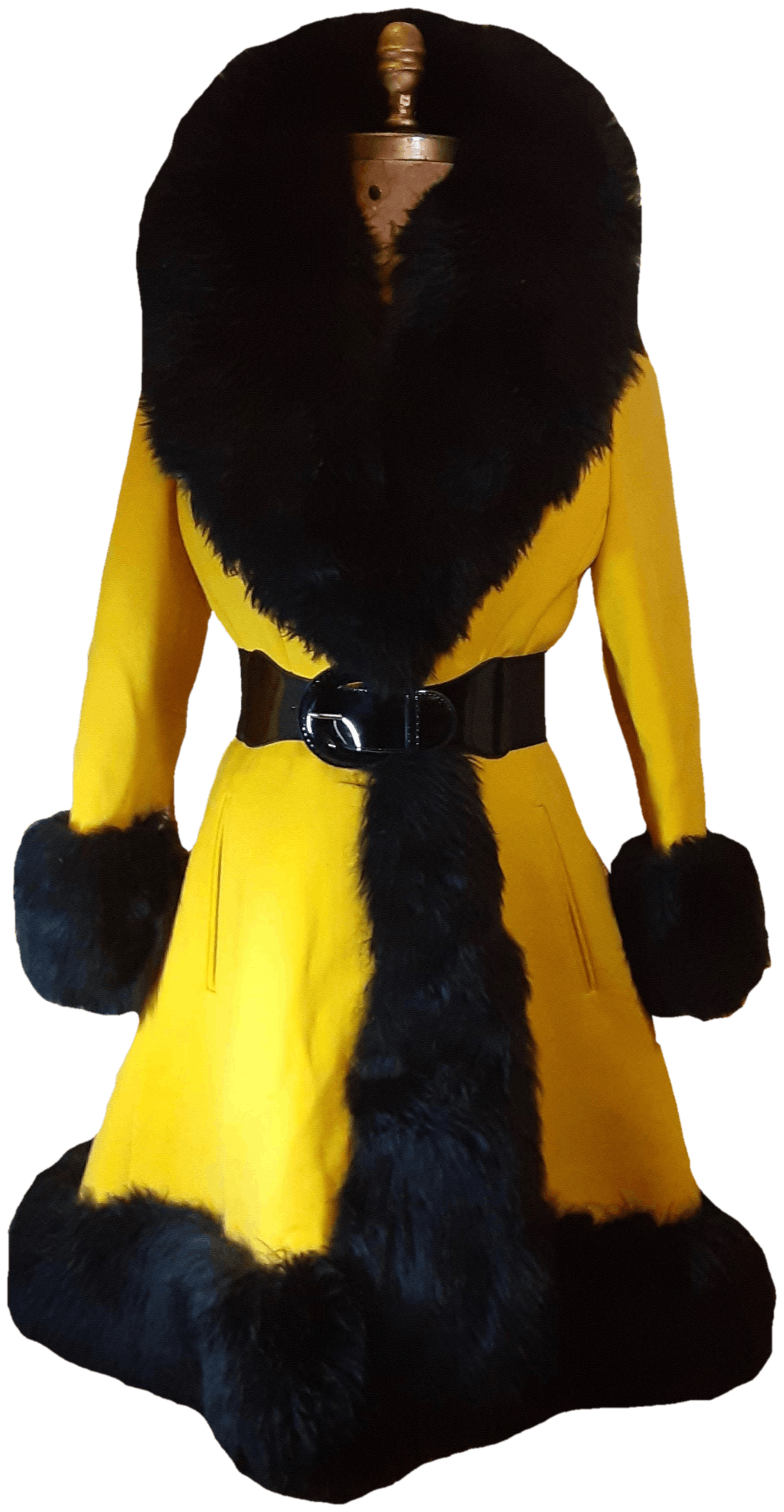 Vintage Yellow Wool Sheepskin Shearling Coat Fit and Flare | Shop THRILLING