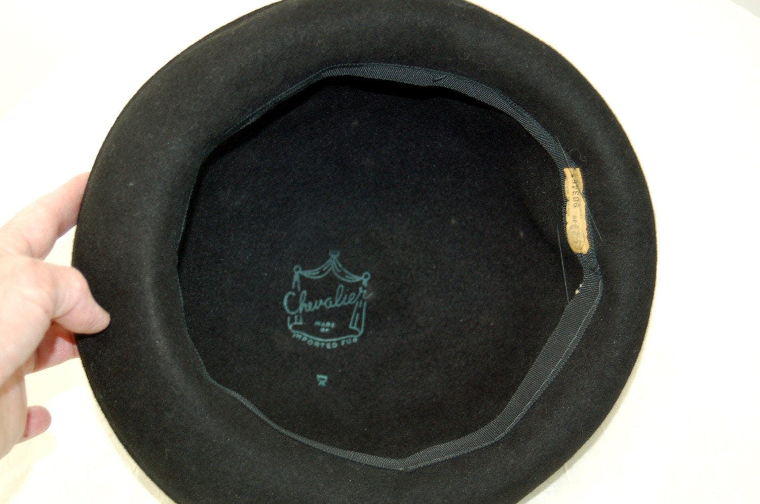 Vintage 50's Black Derby Hat with Ribbon Band and Bow by Chevalier ...