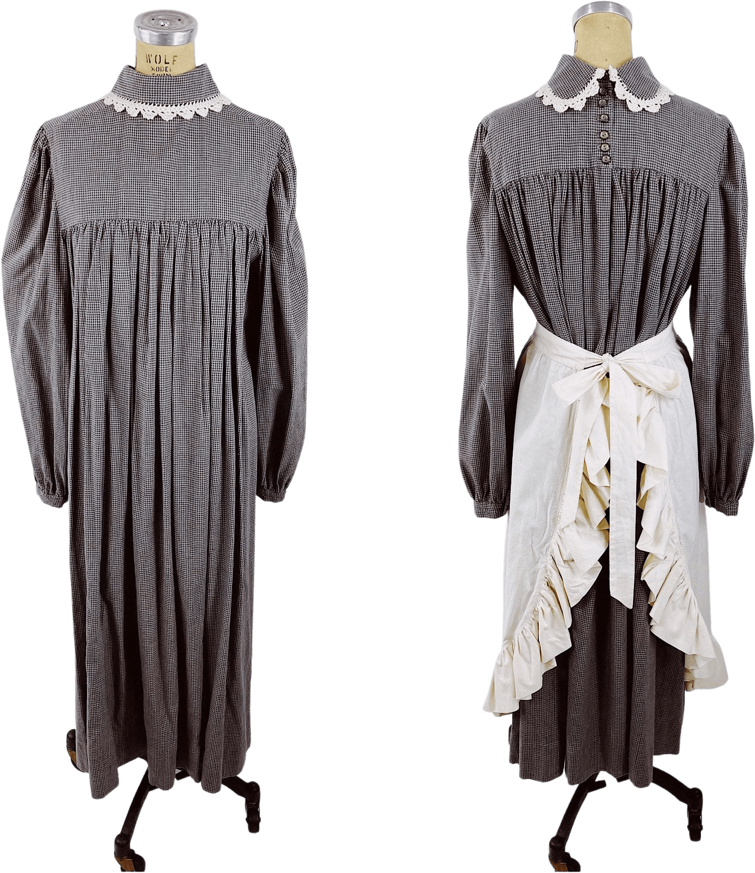 Vintage Victorian Reproduction Dress with Apron and Bonnet | Shop THRILLING