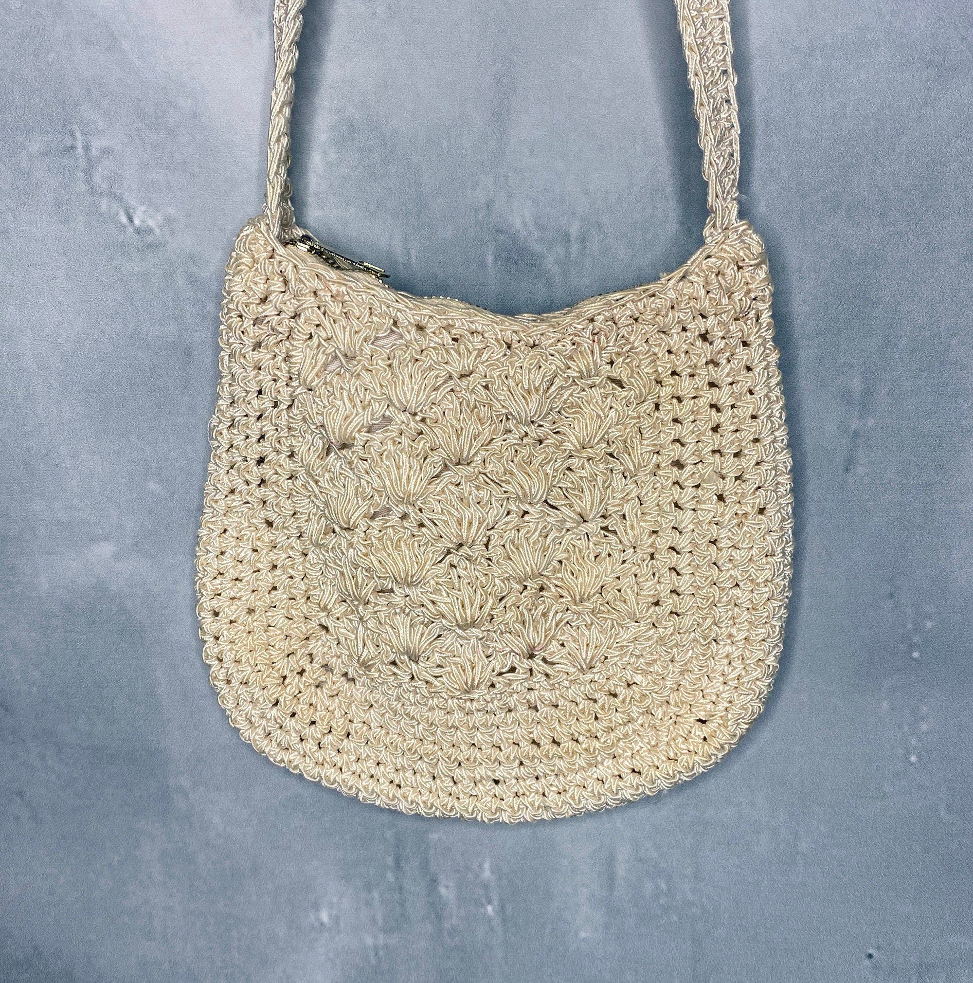 Vintage 70's Ivory Macrame Shoulder Bag by ADG Fashion | Shop THRILLING
