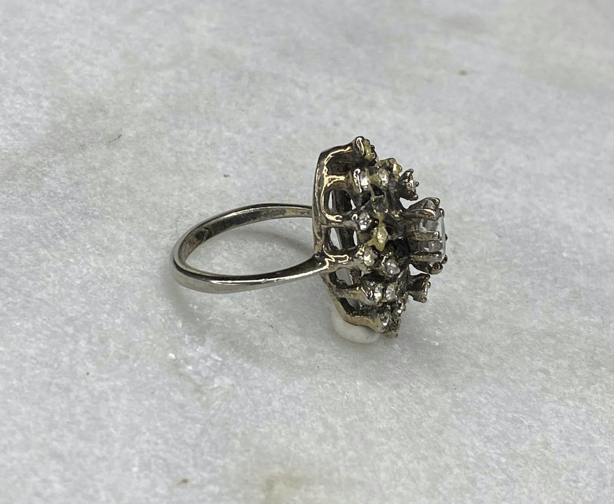 Vintage 40's Sterling Silver and Rhinestones Ring | Shop THRILLING