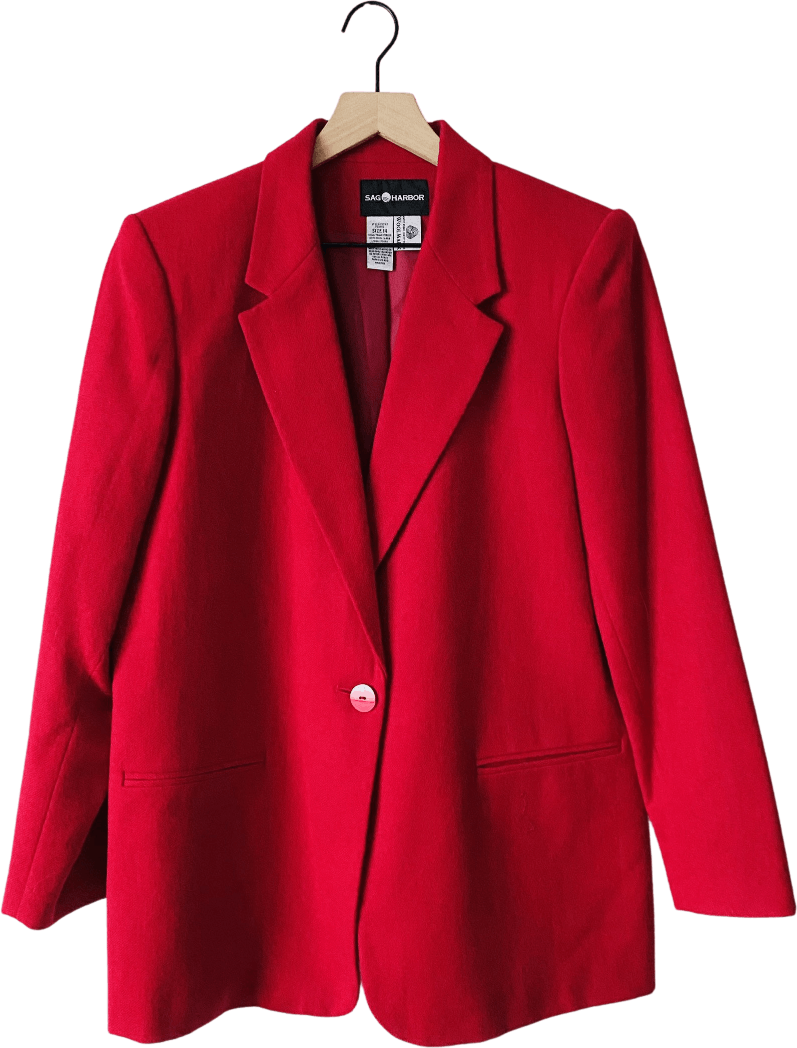 Vintage 90's Cherry Red Wool Blazer by Sag Harbor | Shop THRILLING