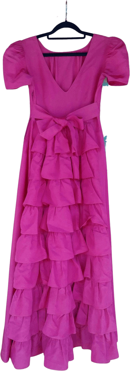 Vintage 30’s Handmade Silk Maxi Raspberry Dress with Puff Sleeves ...