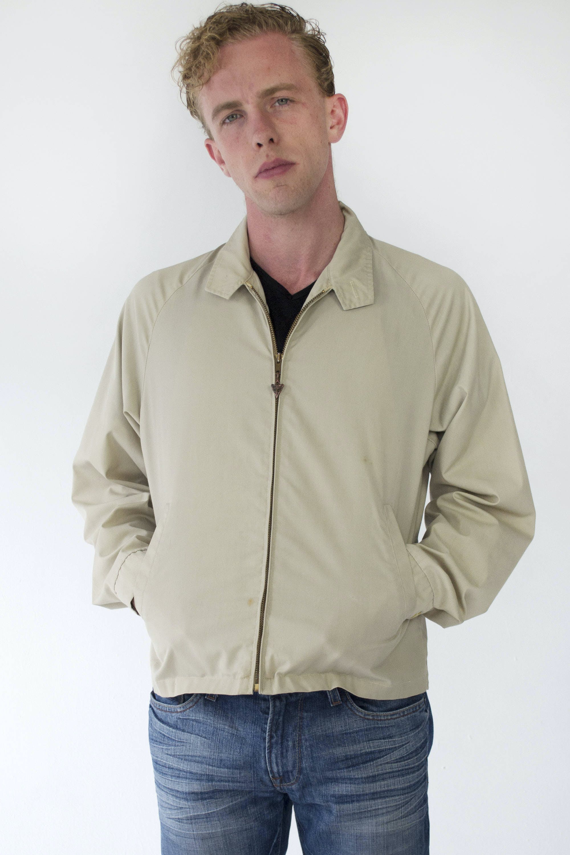 Vintage 60's Beige Lightweight Zip Up Jacket by Arrow | Shop THRILLING