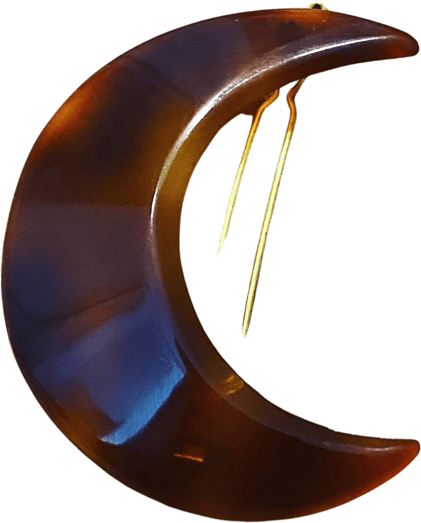 Vintage 60's French Brown Crescent Moon Barrette | Shop THRILLING